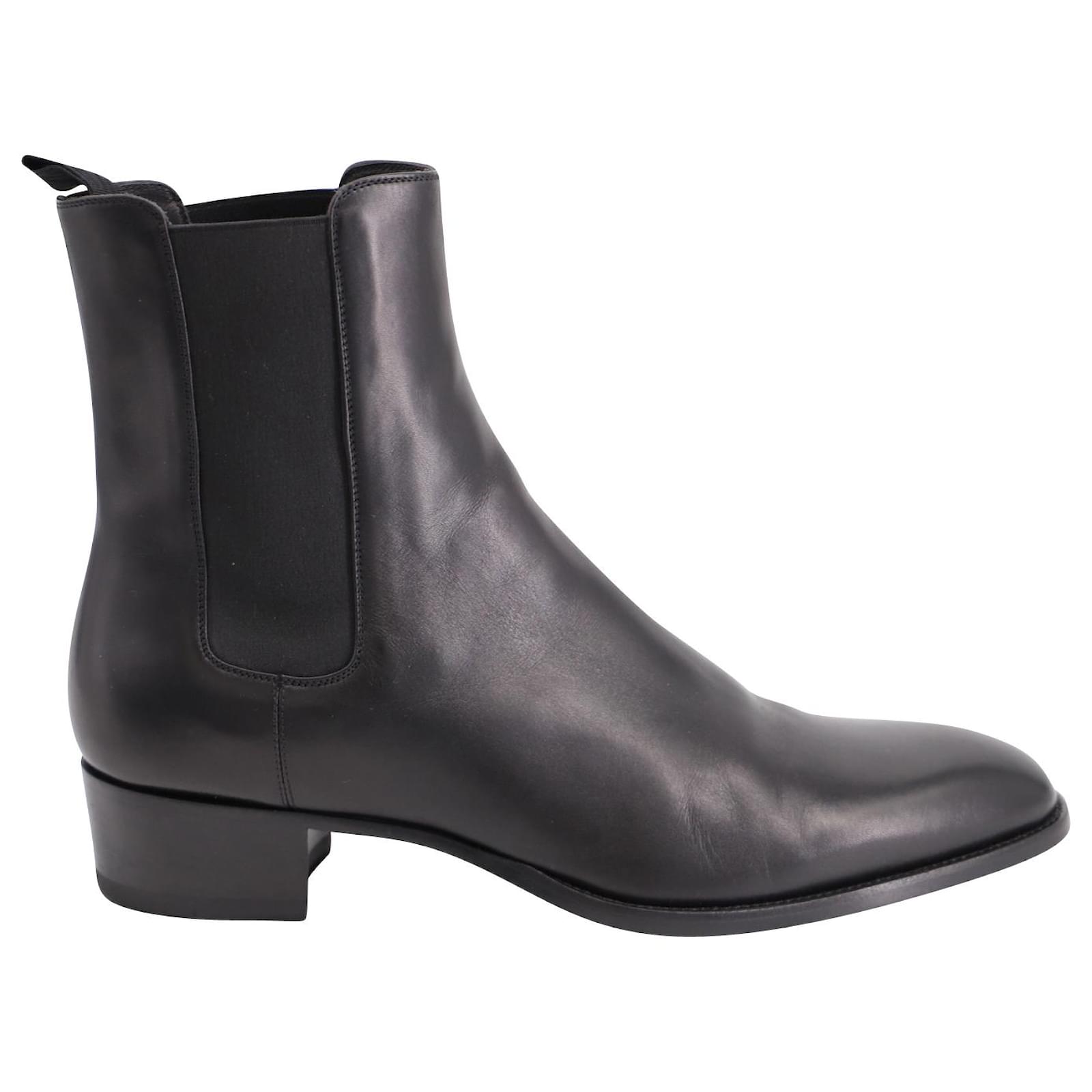 Botines Chelsea Saint Laurent Wyatt de piel lisa negra Negro Cuero ref ...
