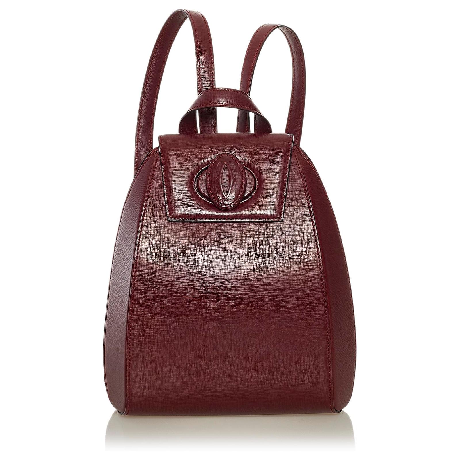 Cartier Red Must De Cartier Backpack Dark red Leather Pony-style ...