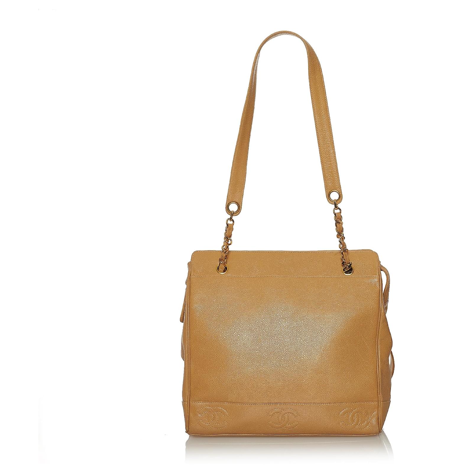 Sac cabas en cuir marron CC caviar Chanel ref.650630 - Joli Closet