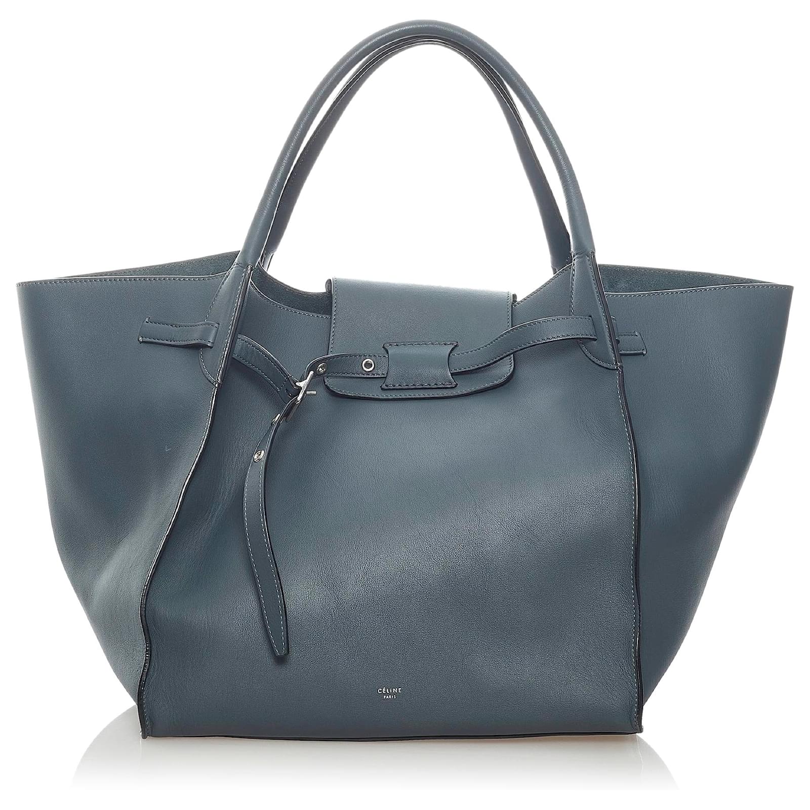 Big Bag Céline Celine Gray Medium Big Leather Satchel Grey Pony-style ...