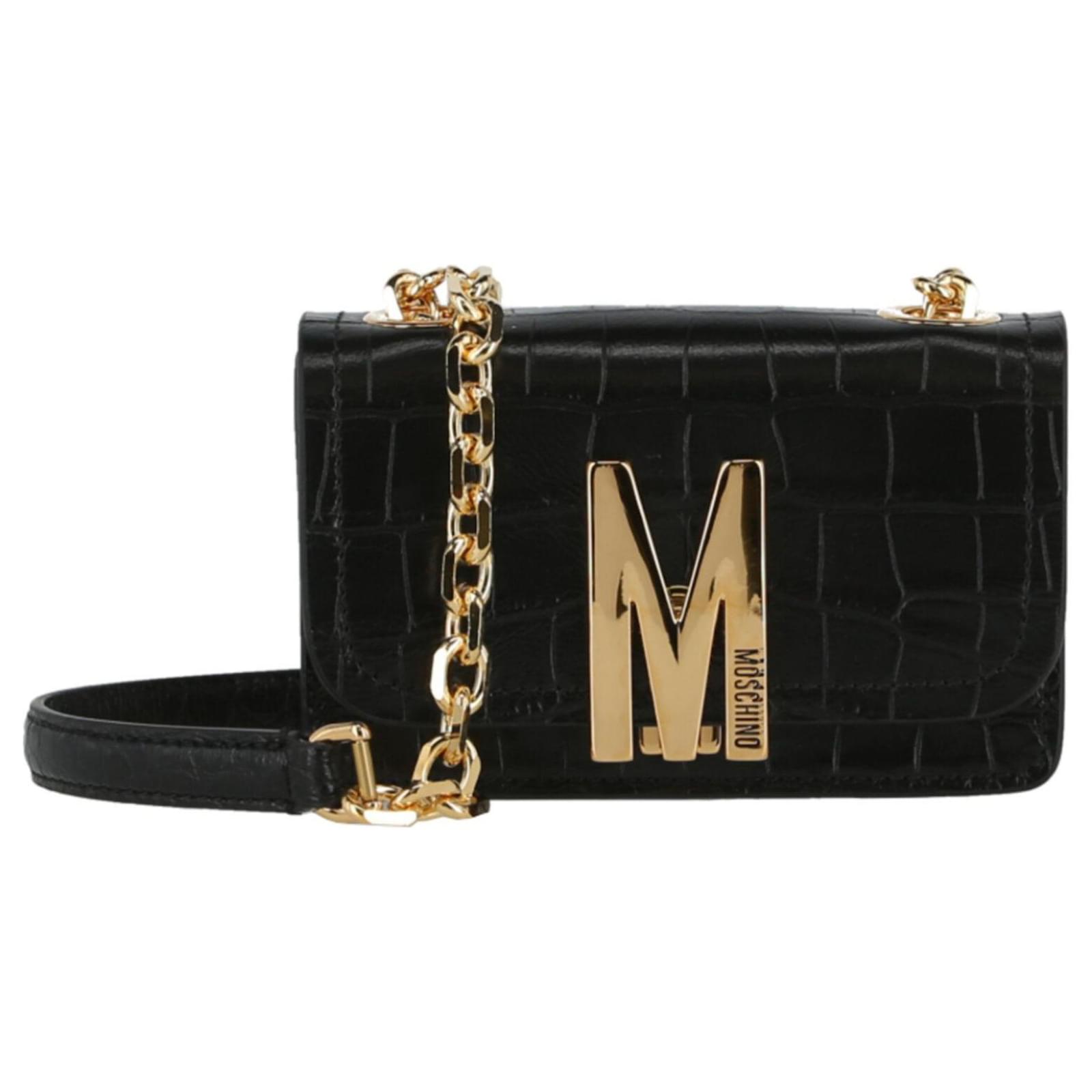 Moschino Croc-Embossed Leather Crossbody Bag Black ref.651291 - Joli Closet