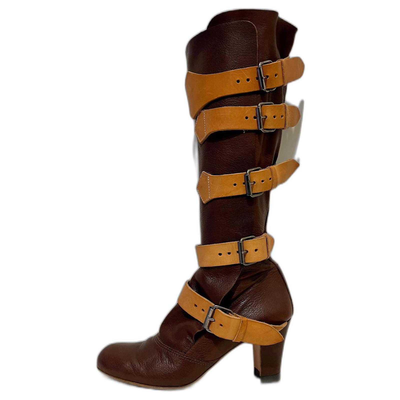 Vivienne Westwood Pirate boots with straps and buckles Brown Chestnut ...