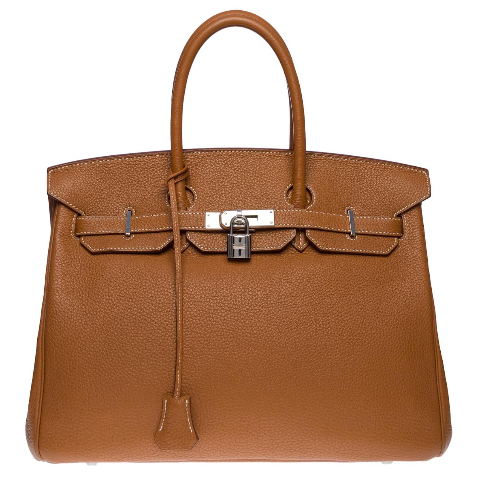 Herrliche Hermès Birkin Handtasche 35 cm in Togo-Lederfarbe Camel (Gold ...