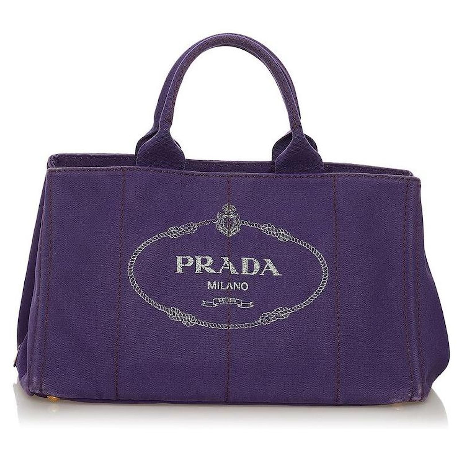 prada Canapa Logo Sac à main violet Toile ref.654795 - Joli Closet
