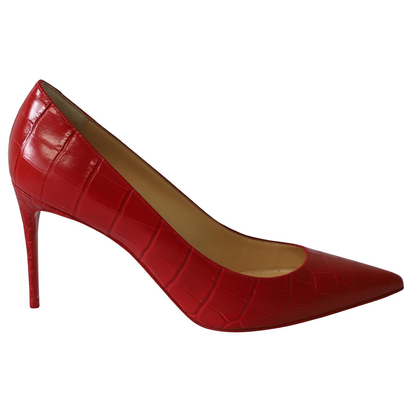 Christian Louboutin Croc-Effect Kate 85 Pumps in Red Leather ref.655895 ...