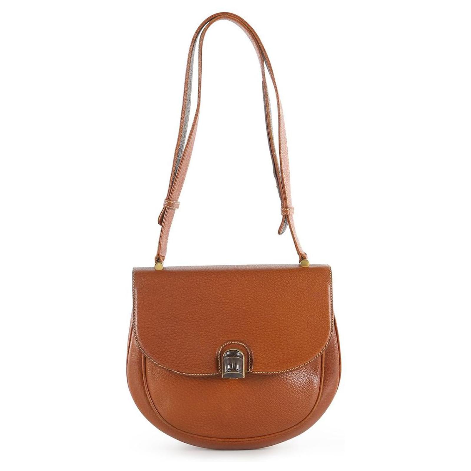 Gucci Brown Leather Envelope Top Early Bamboo Line Sac à bandoulière ...