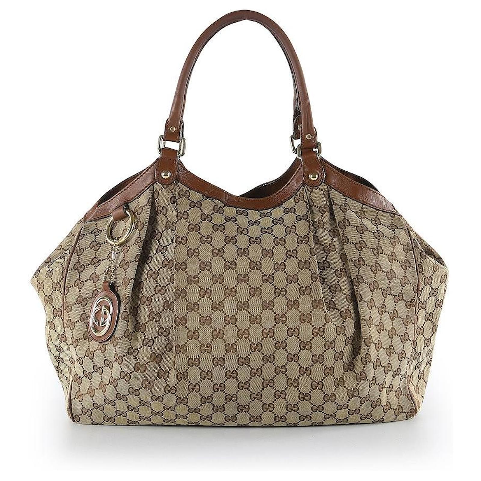 Sac cabas moyen Sukey en toile monogramme Gucci et cuir marron Beige ...