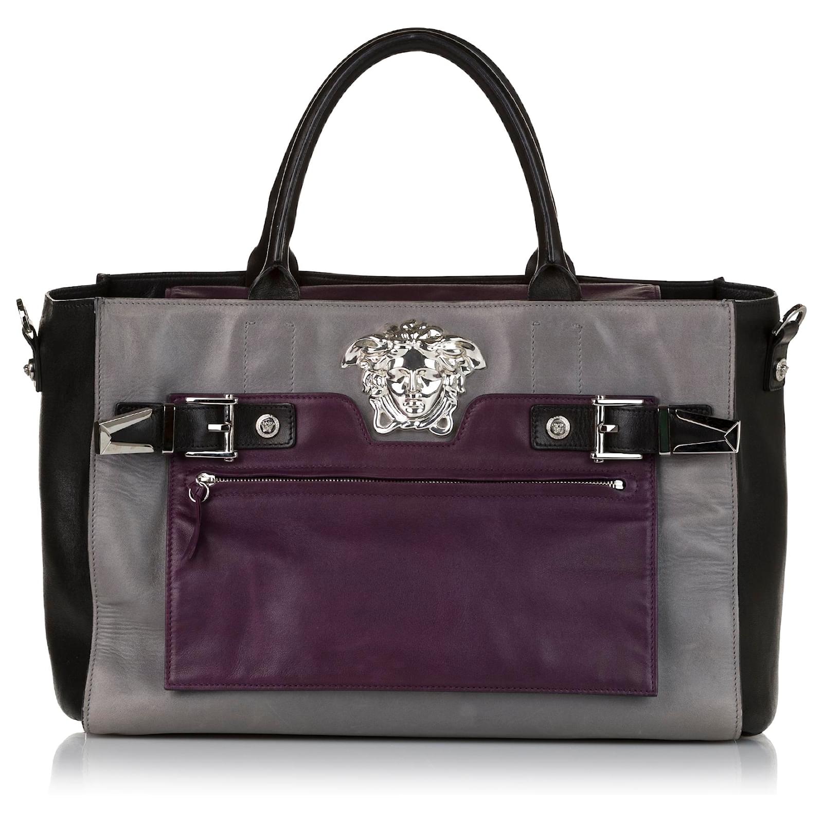Versace Gray Medusa Leather Satchel Grey Pony-style calfskin ref.656436 ...