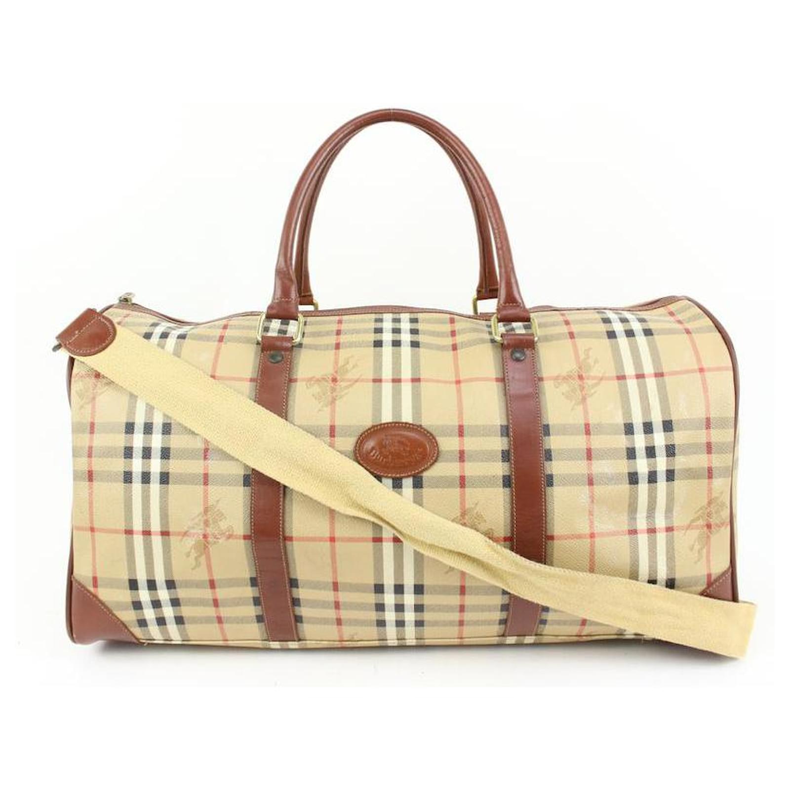 Burberry Beige Nova Check Duffle Bag with Strap Boston Upcycle ready ...