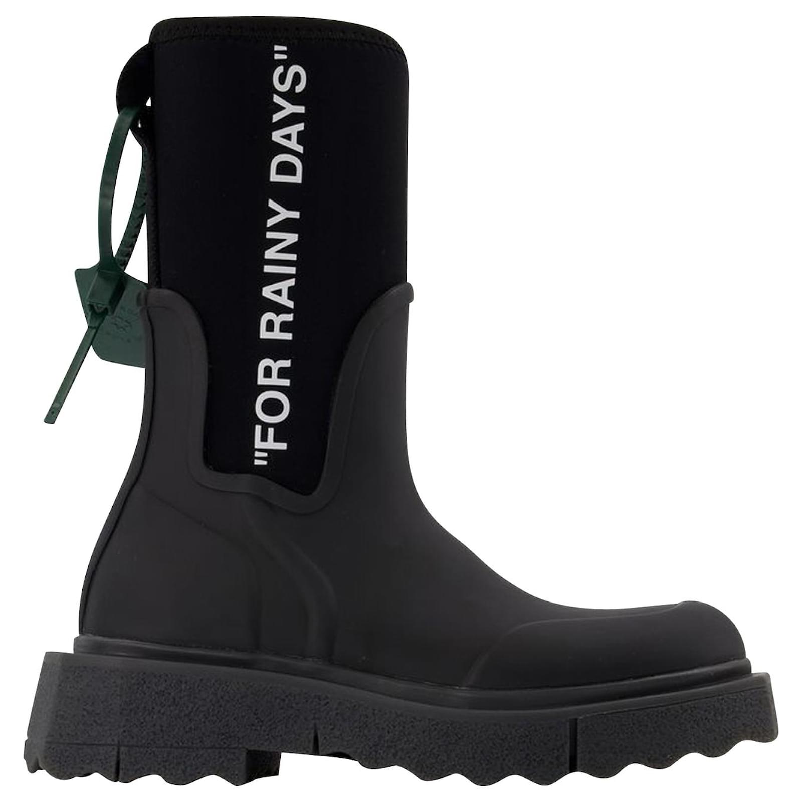 Off White Rubber Sponge Sole Rainboots in Black/White ref.658849 - Joli ...