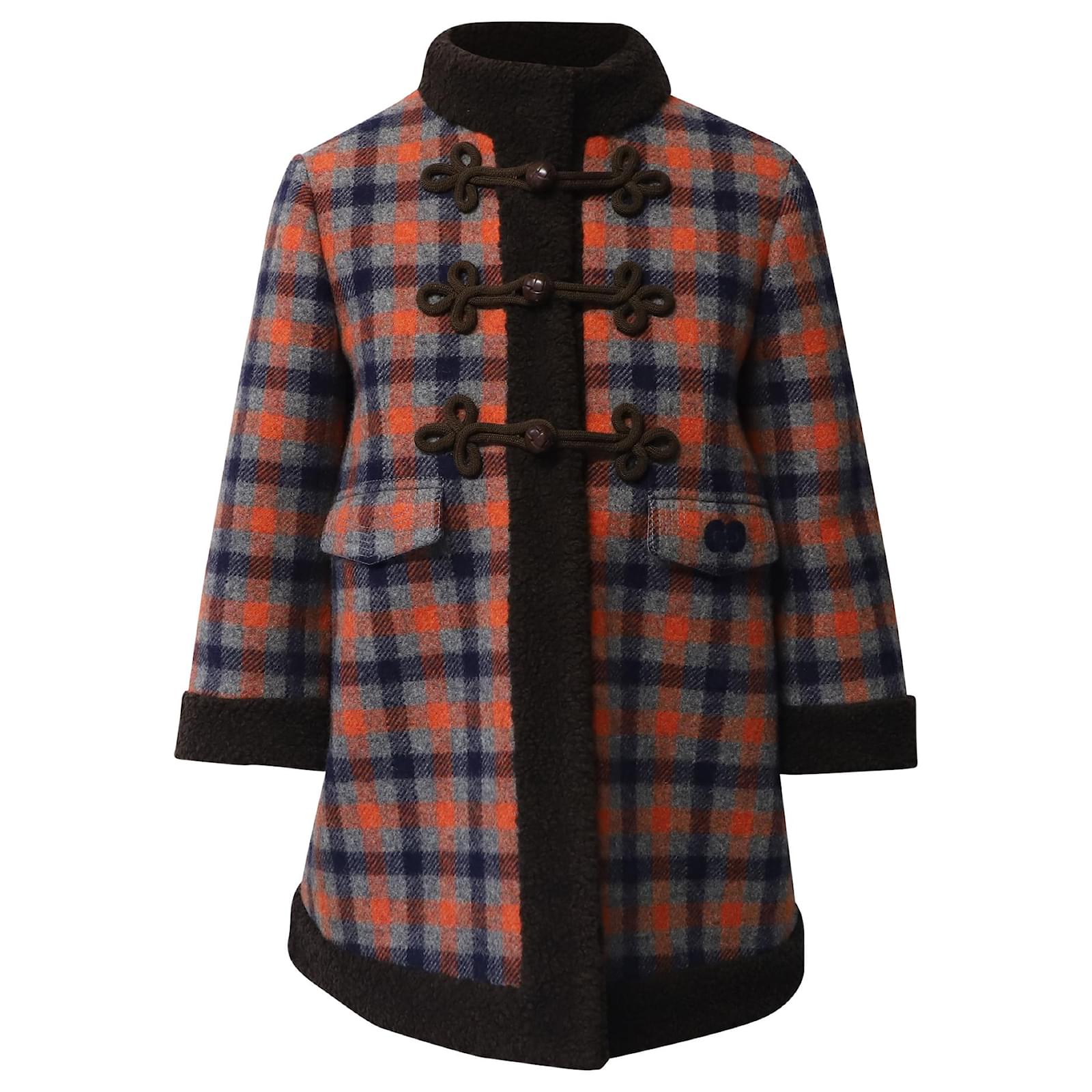 Gucci Check Coat in Orange Wool ref.659252 - Joli Closet
