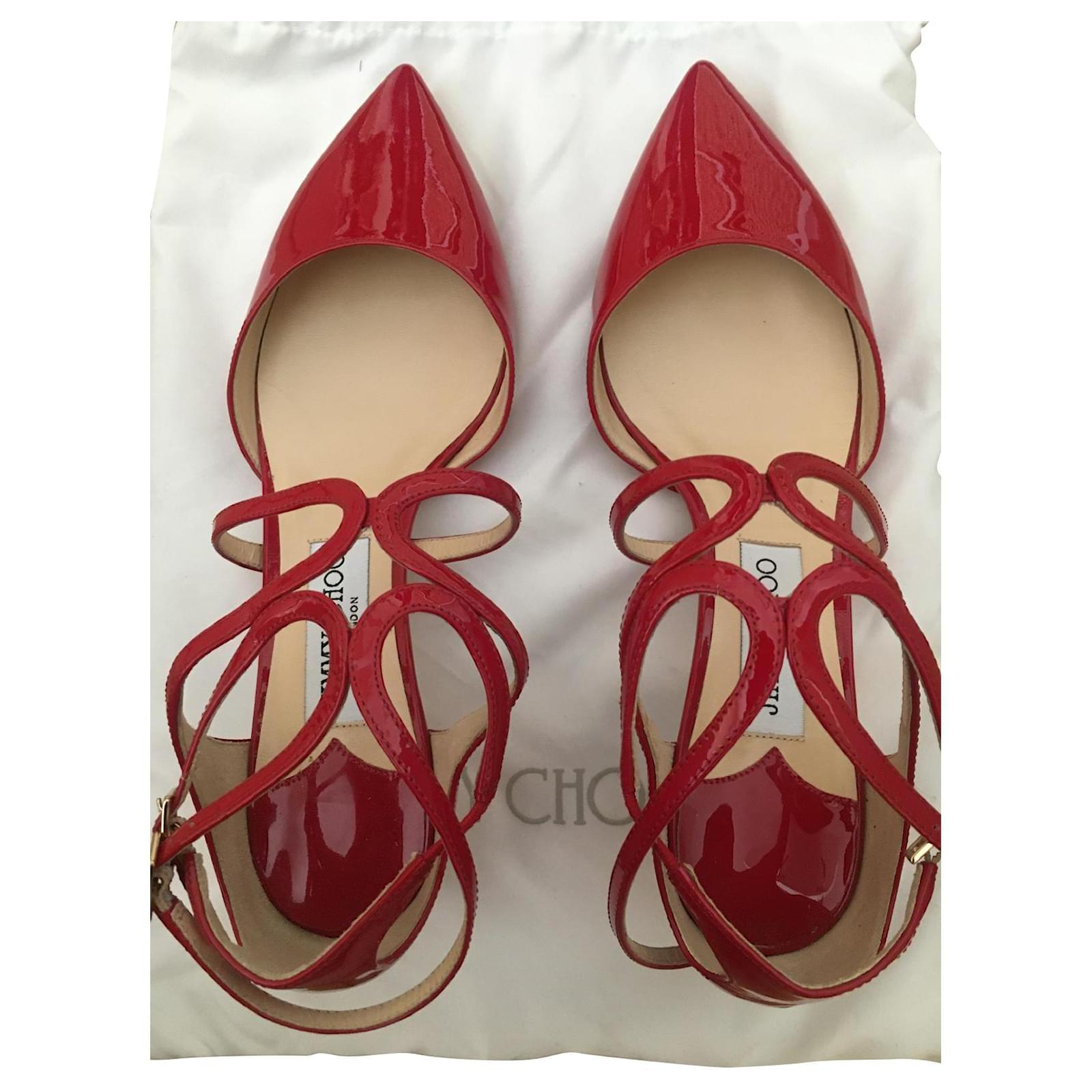 Jimmy Choo Launch 35 Red Patent leather ref.659650 - Joli Closet