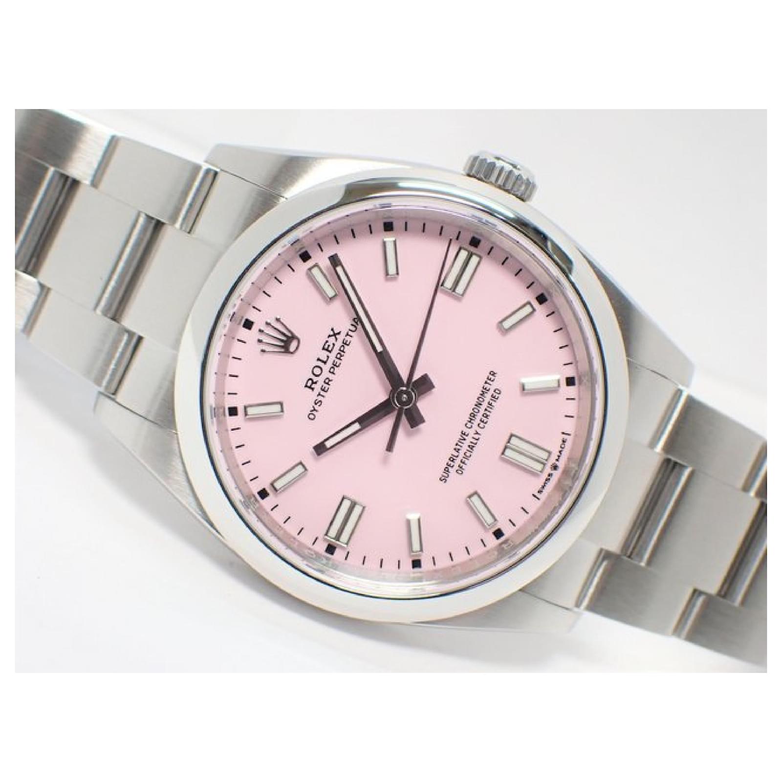 Rolex Oyster Perpetual36 rosa caramelo 126000 De los hombres Plata ...