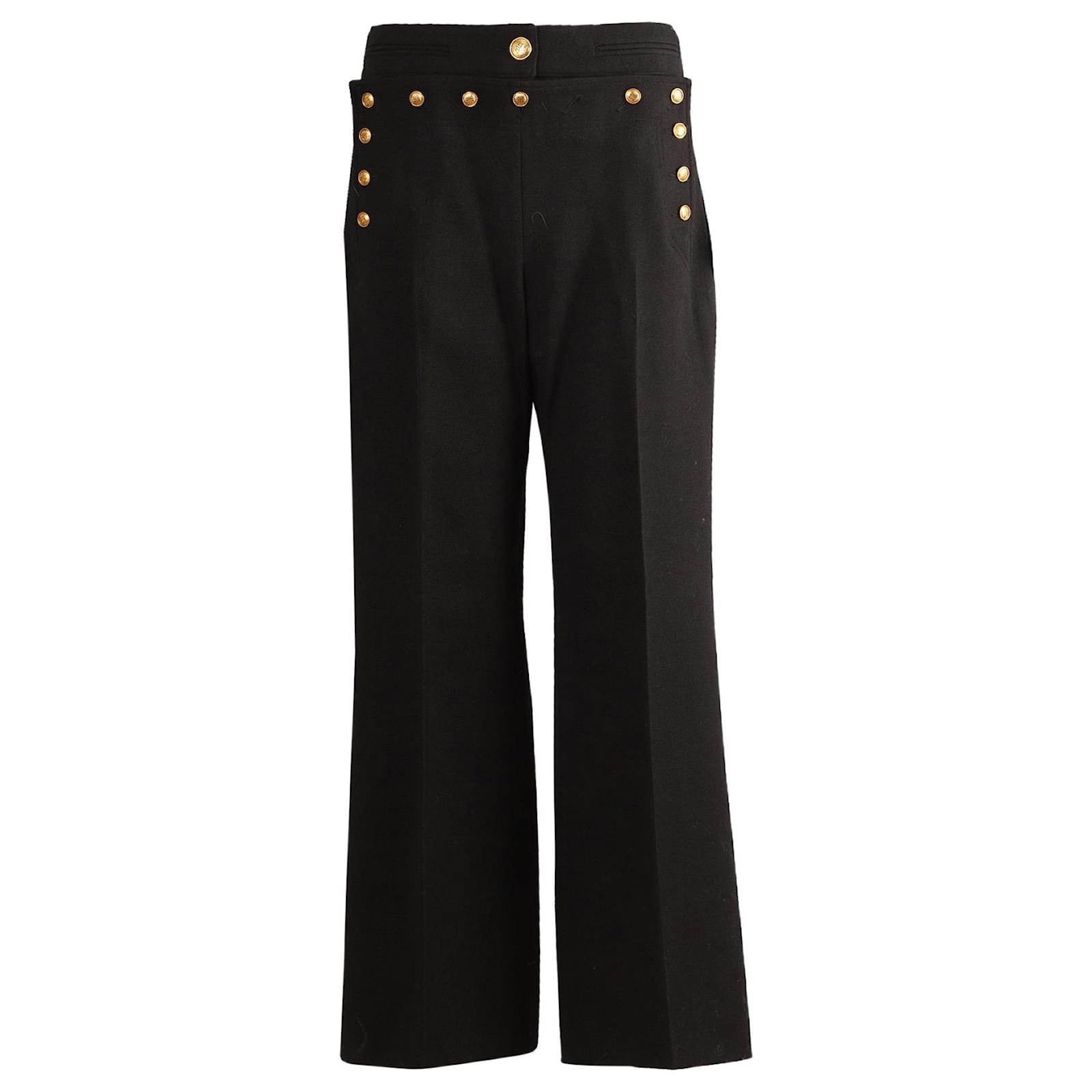 Givenchy Trousers with Gold Button in Black Wool ref.662039 - Joli Closet