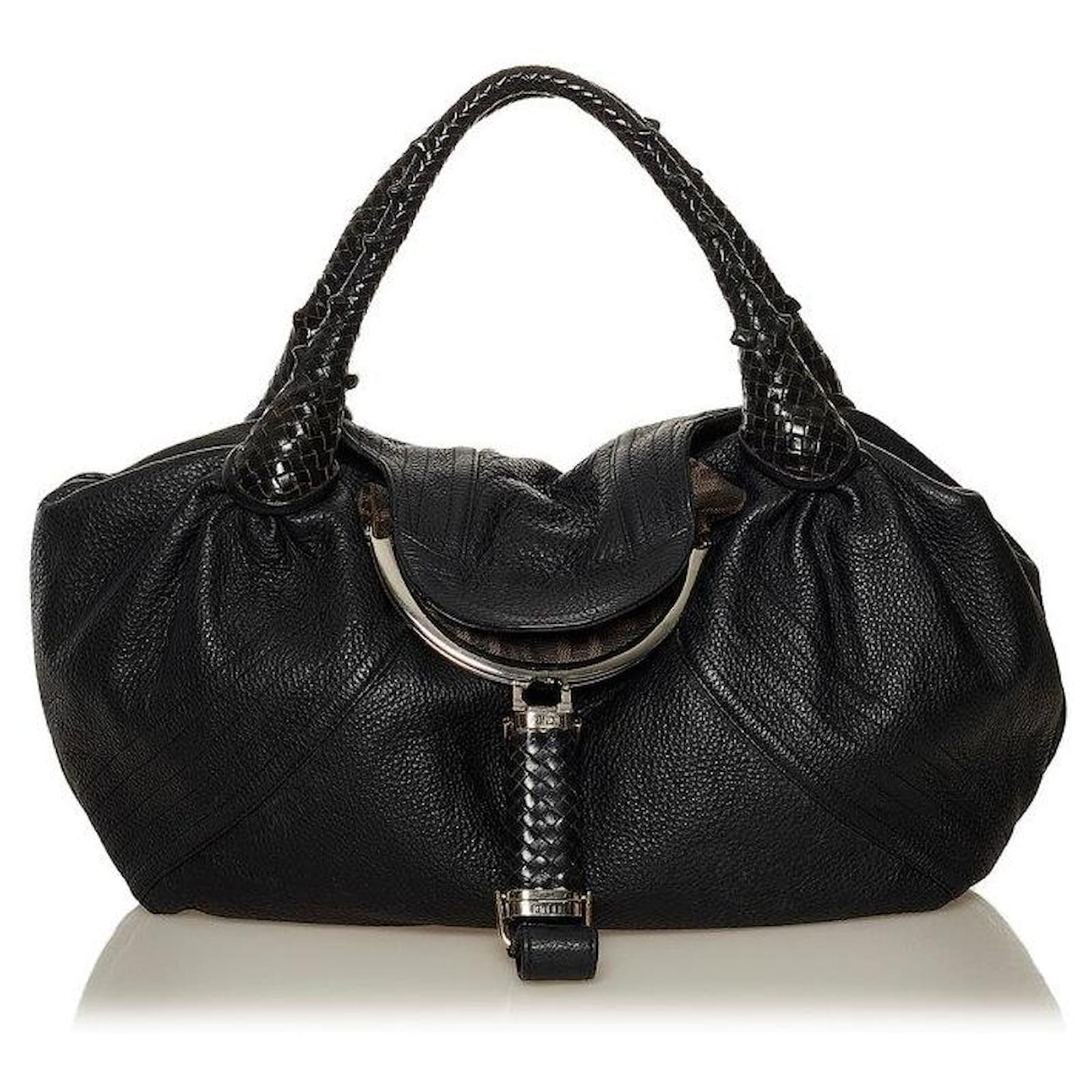 fendi Spy Sac Hobo en cuir noir Veau façon poulain ref.662094 - Joli Closet