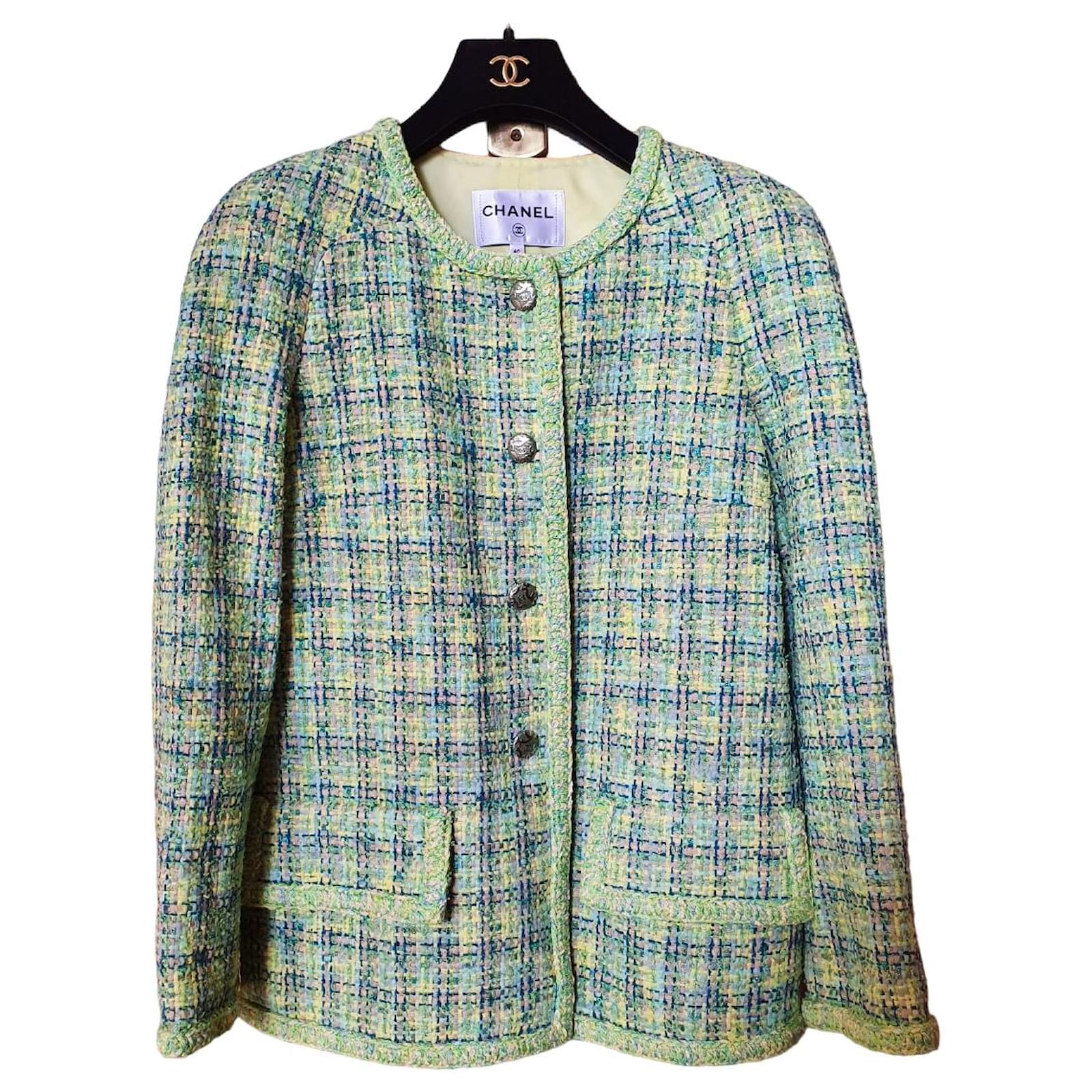 chanel tweed jacket Green ref.662881 - Joli Closet