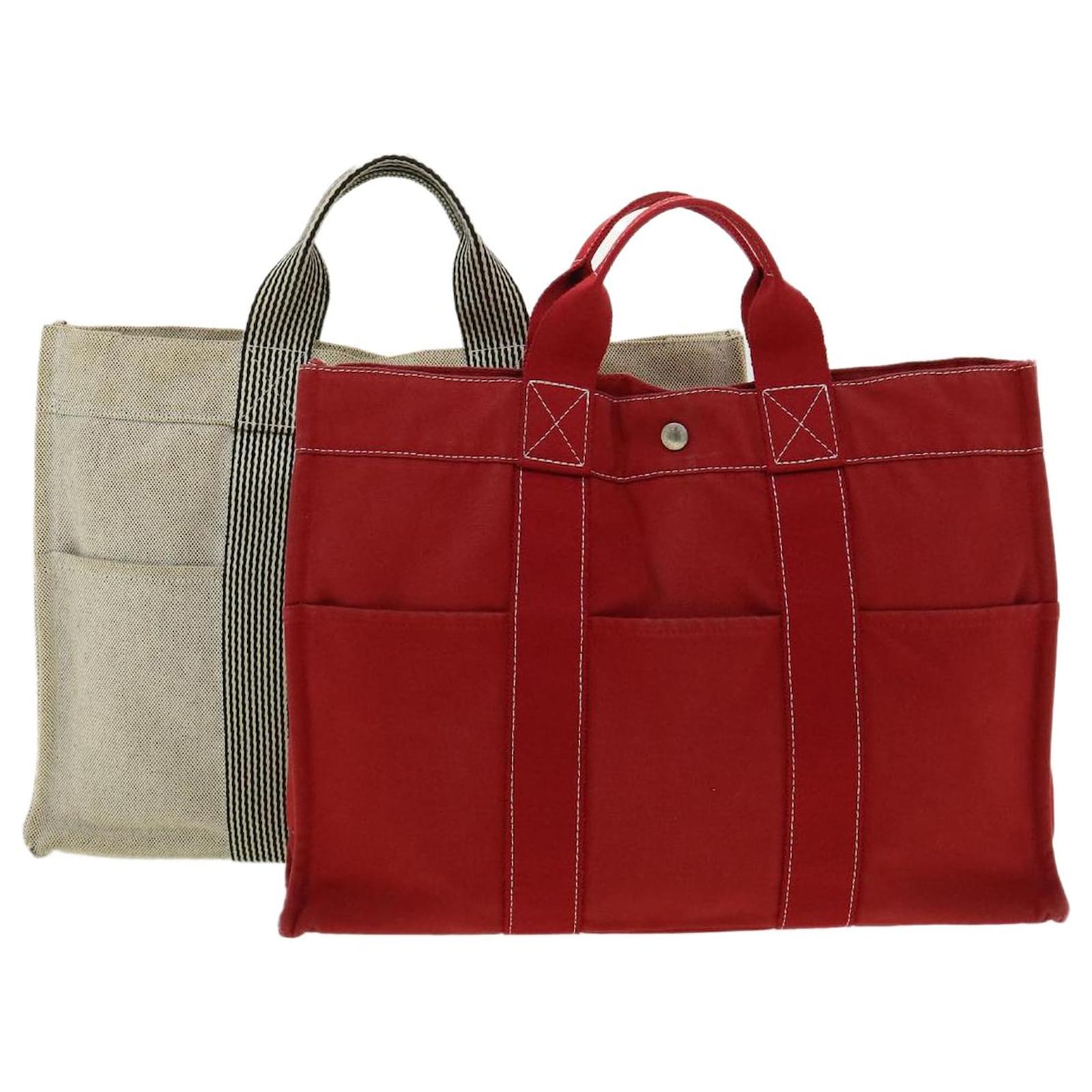 Hermès HERMES Tote Bag Canvas 2Set Red White Auth fm1674 Cloth ref ...
