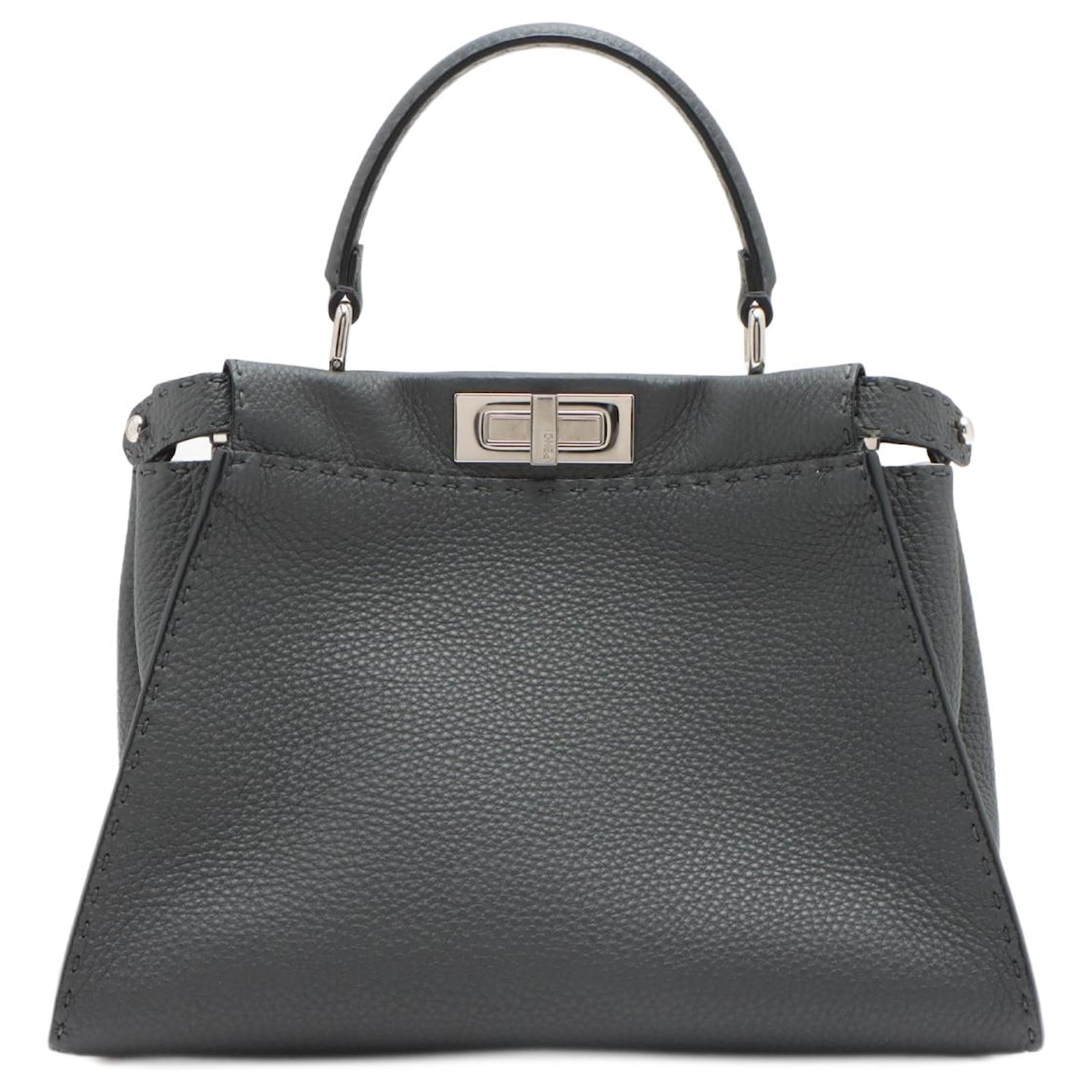 Fendi Peekaboo normales Selleria-Leder 2-weg Grau ref.667256 - Joli Closet