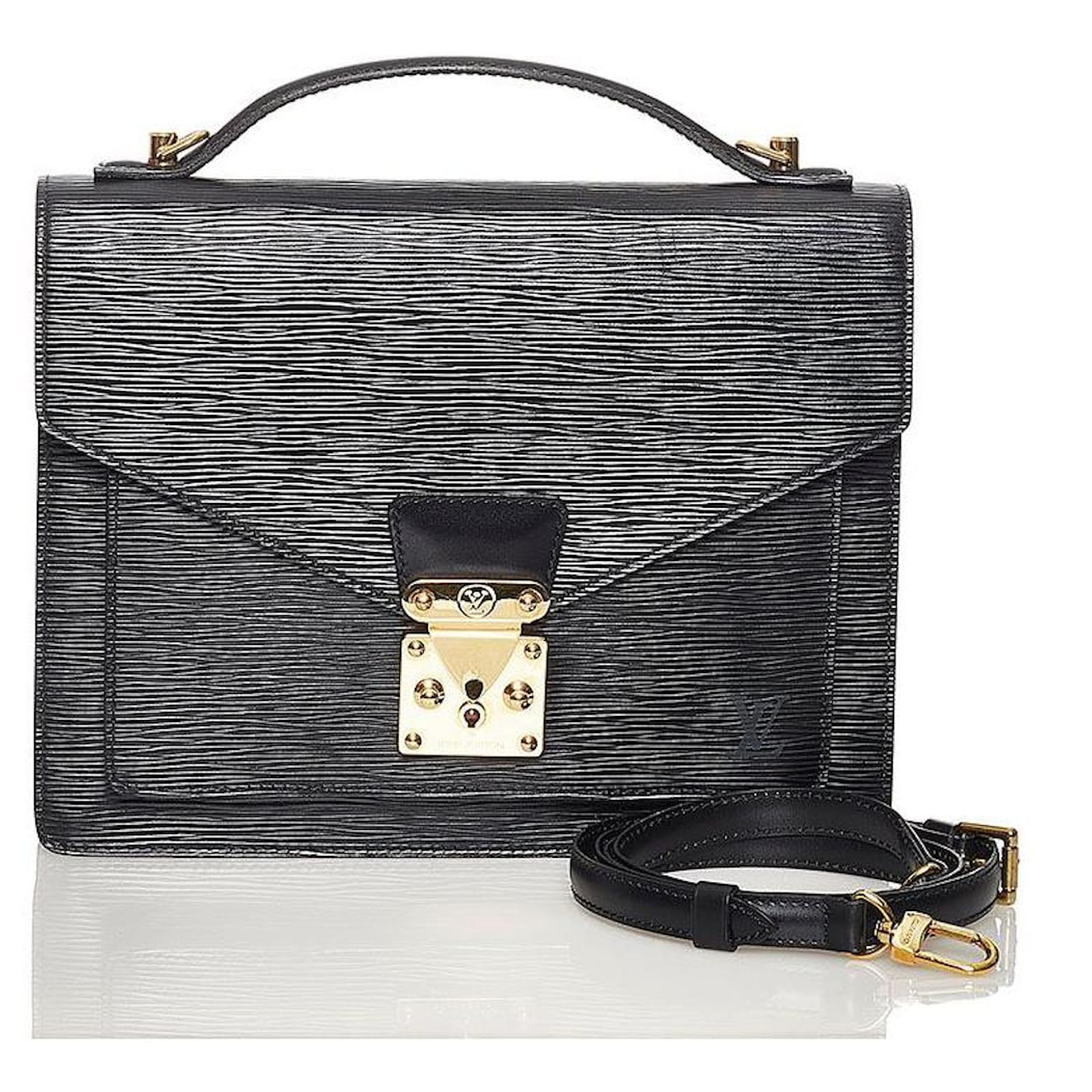 Louis Vuitton Epi Monceau 28 black Cuir Veau façon poulain Noir ref ...