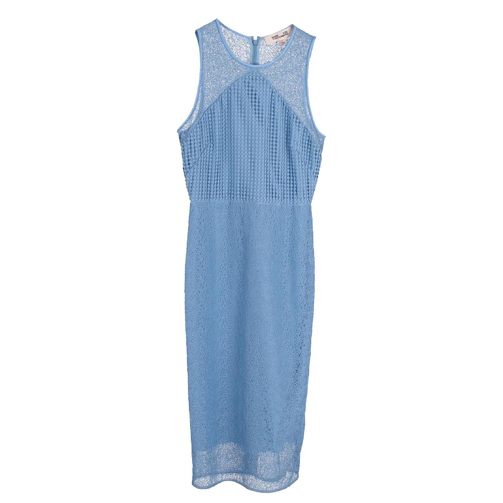Diane Von Furstenberg Lace Sheath Dress in Sky Blue Polyester Light ...