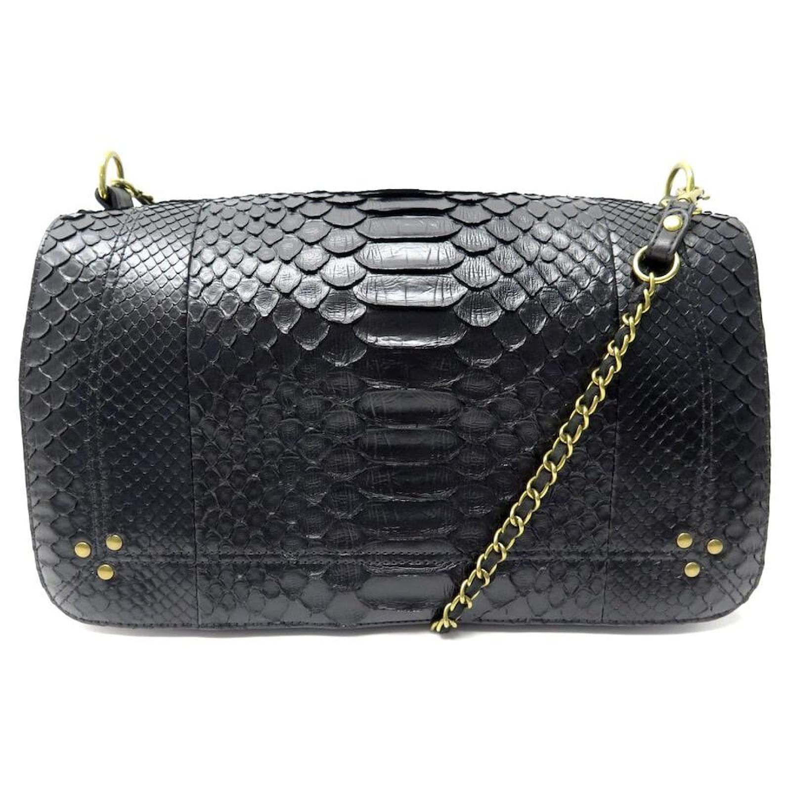 NEW JEROME DREYFUSS BOBY L HANDBAG IN BLACK PYTHON LEATHER SHOULDER BAG Exotic leather ref ...