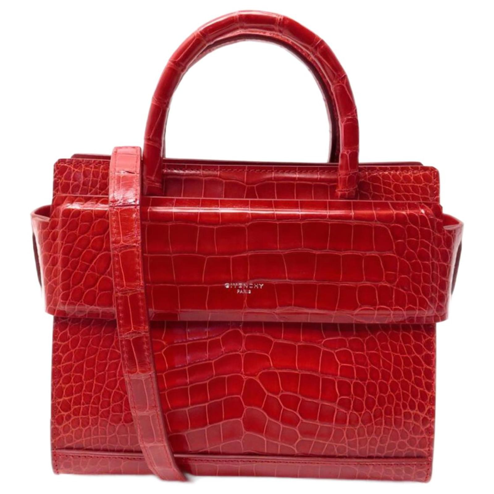 NEUF SAC GIVENCHY HORIZON PM EN CUIR CROCODILE ROUGE BANDOULIERE HAND ...