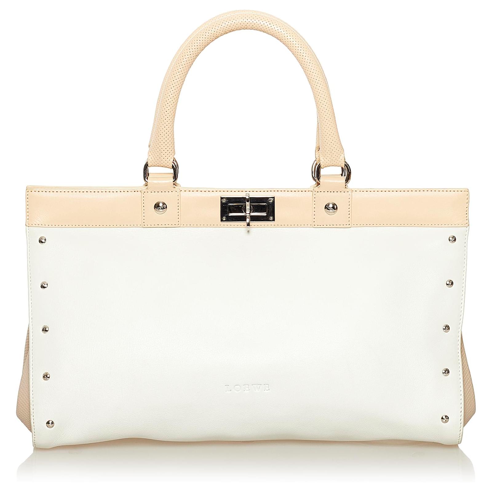 Loewe White Studded Calf Leather Handbag Pony-style calfskin ref.671392 ...
