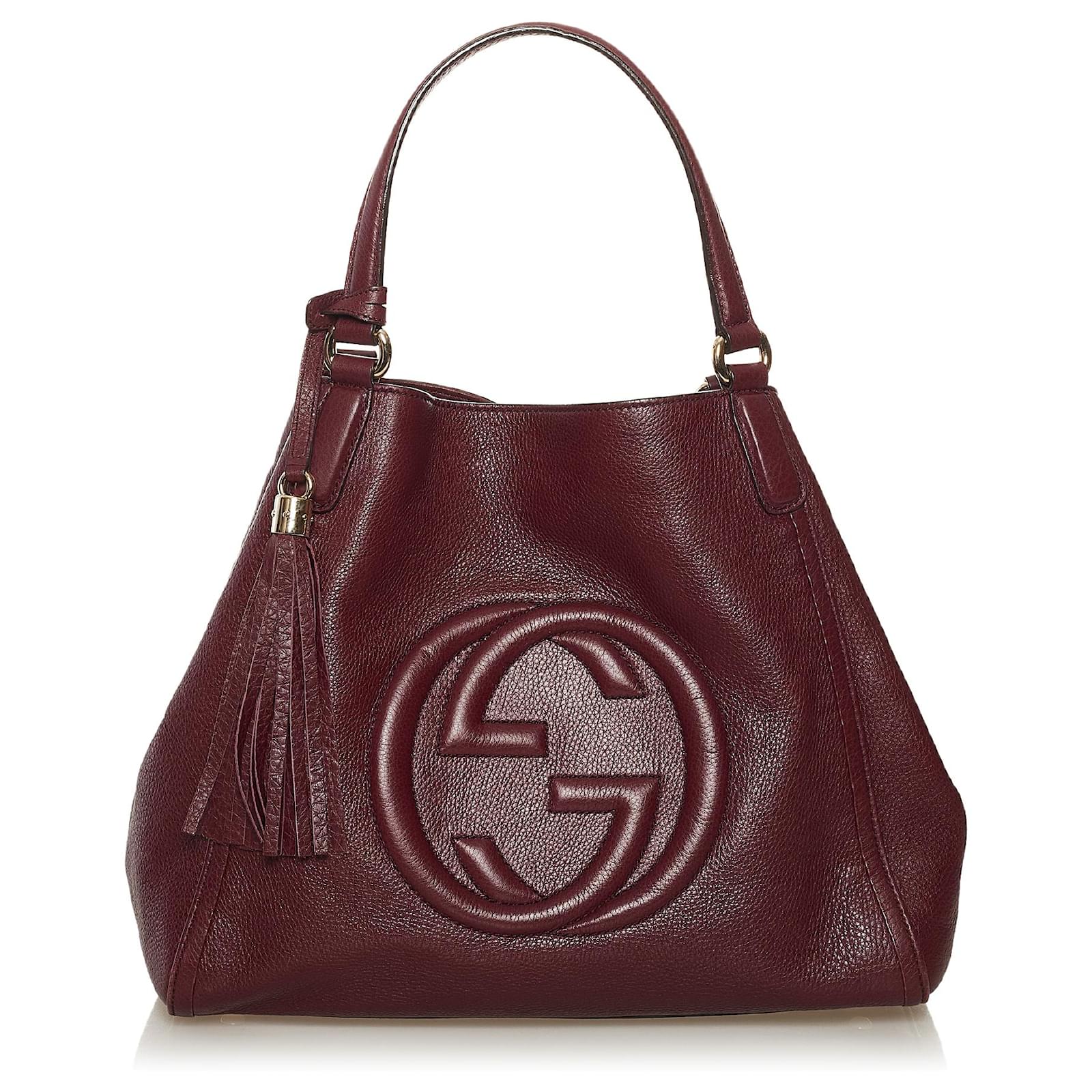 Gucci Red Soho Leather Tote Bag Dark red Pony-style calfskin ref.671418 ...