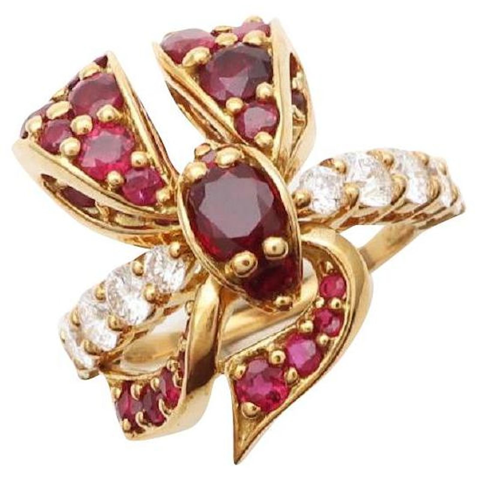 *PIAGET Piaget Ruby Diamond Ribbon Ring Golden Yellow Yellow gold ref ...