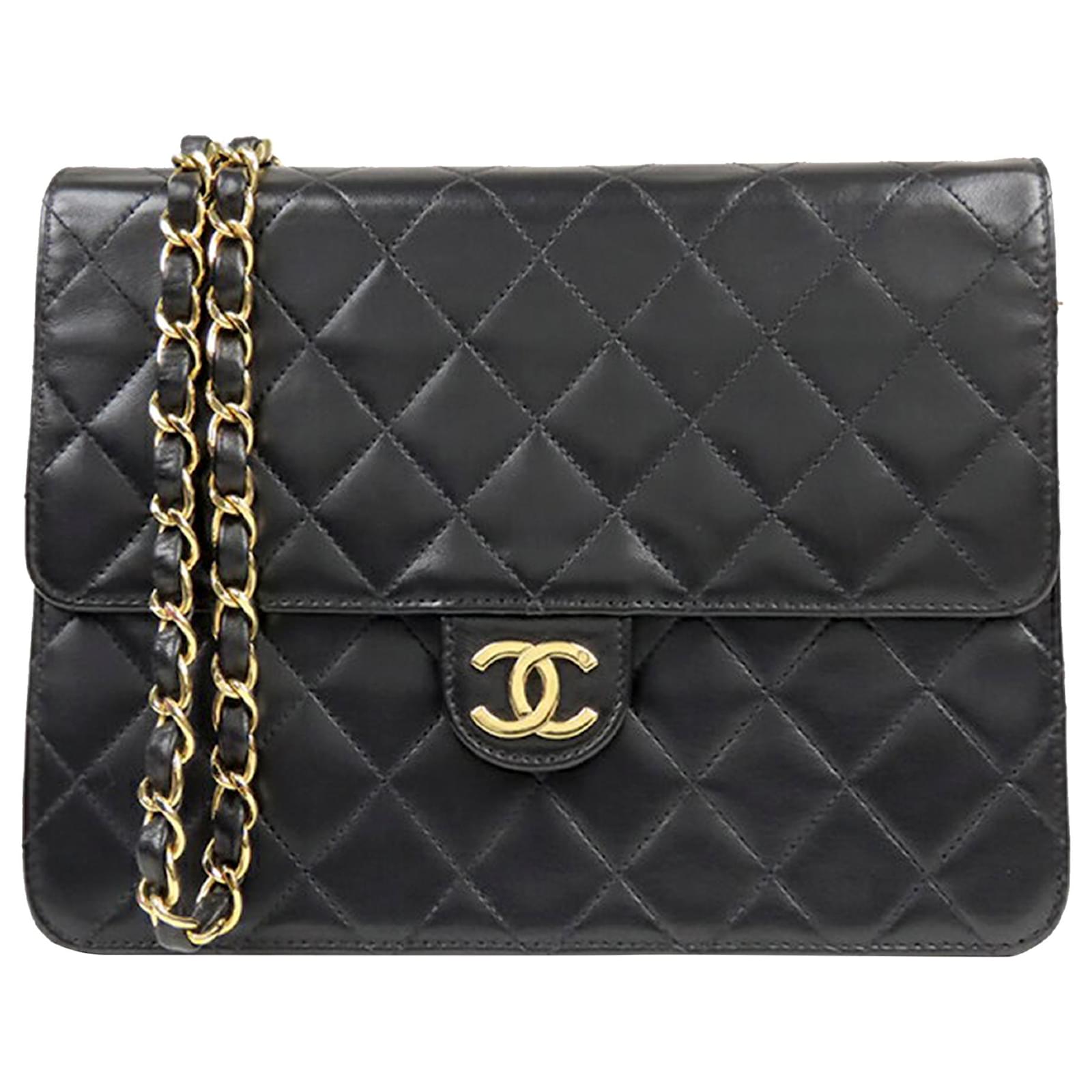 Chanel Black Mini Classic Square Lambskin Leather Flap Bag ref.673001 ...