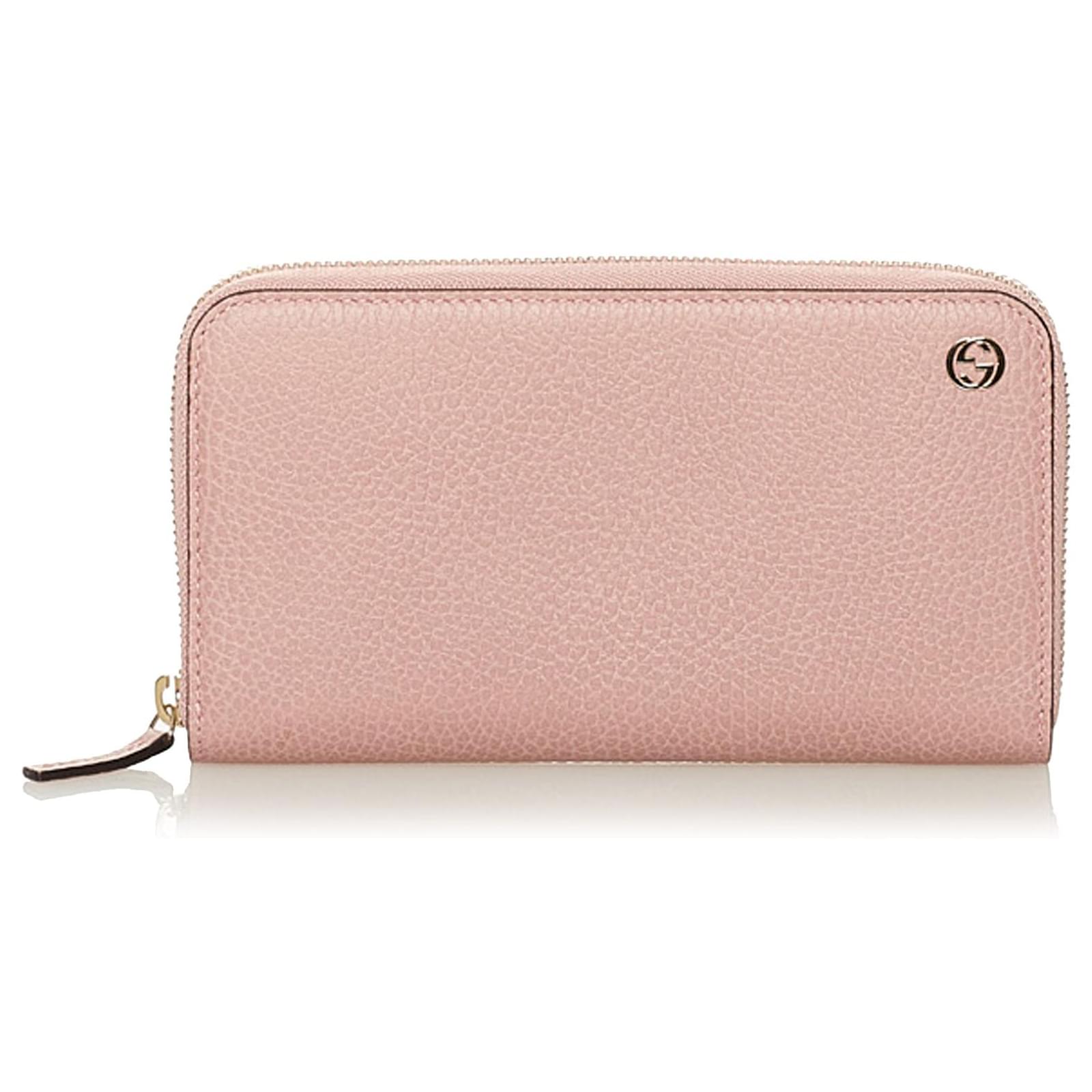 Gucci Pink Interlocking G Zip Around Leather Wallet Pony-style calfskin ...
