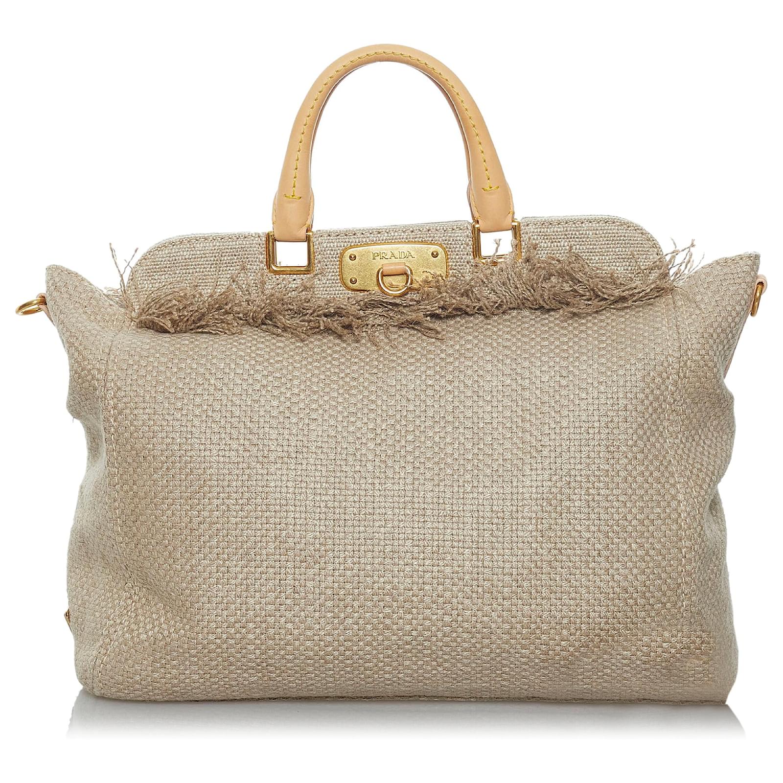 Prada Brown Canvas Satchel Beige Cloth Cloth ref.674440 - Joli Closet