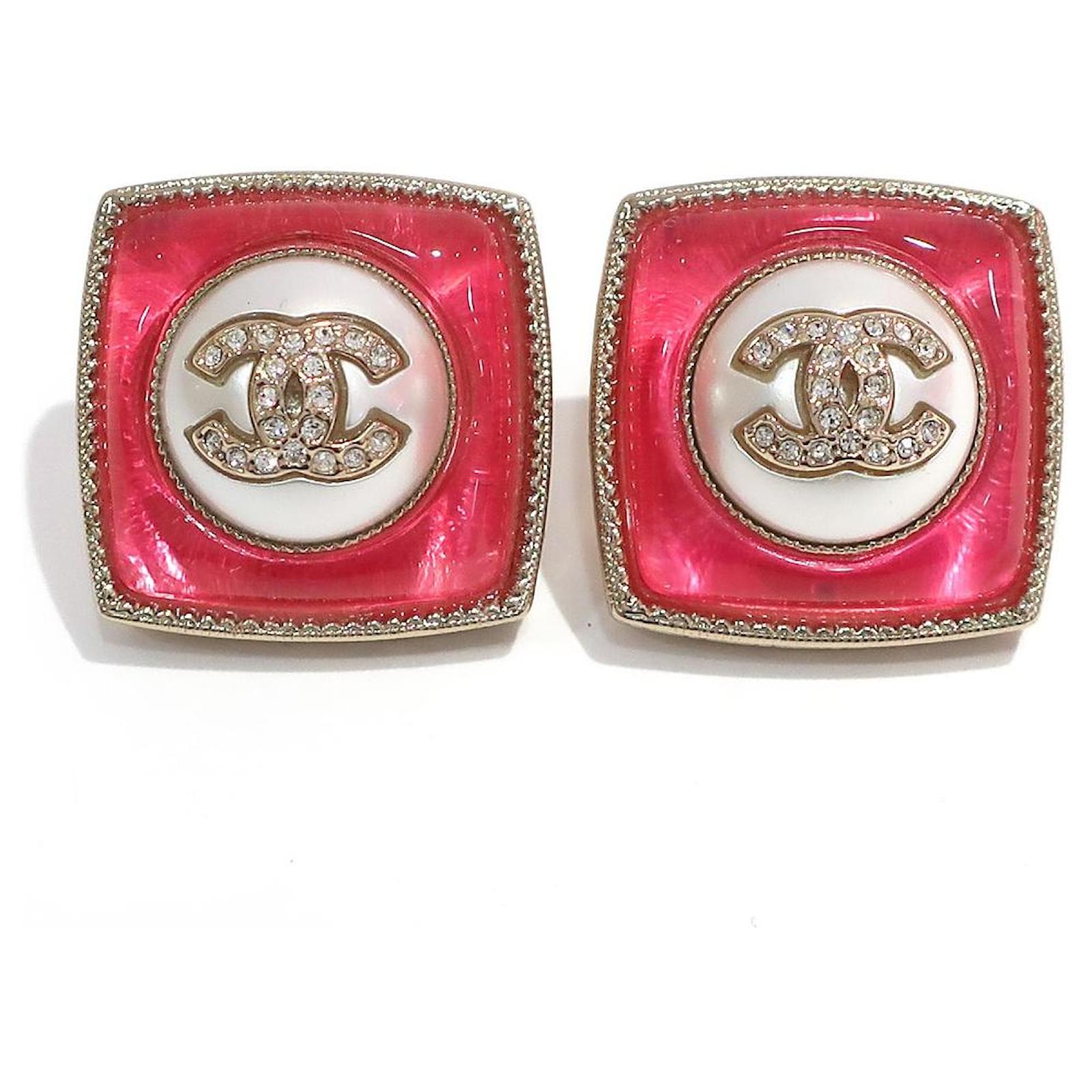 *[CHANEL] CHANEL Coco Mark Boucles d'Oreilles Carrées Rose Perle GD ...