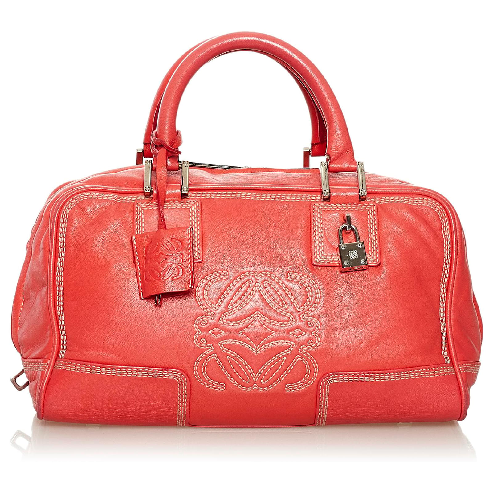 Loewe Red Amazona Handbag Leather Pony-style calfskin ref.676045 - Joli ...