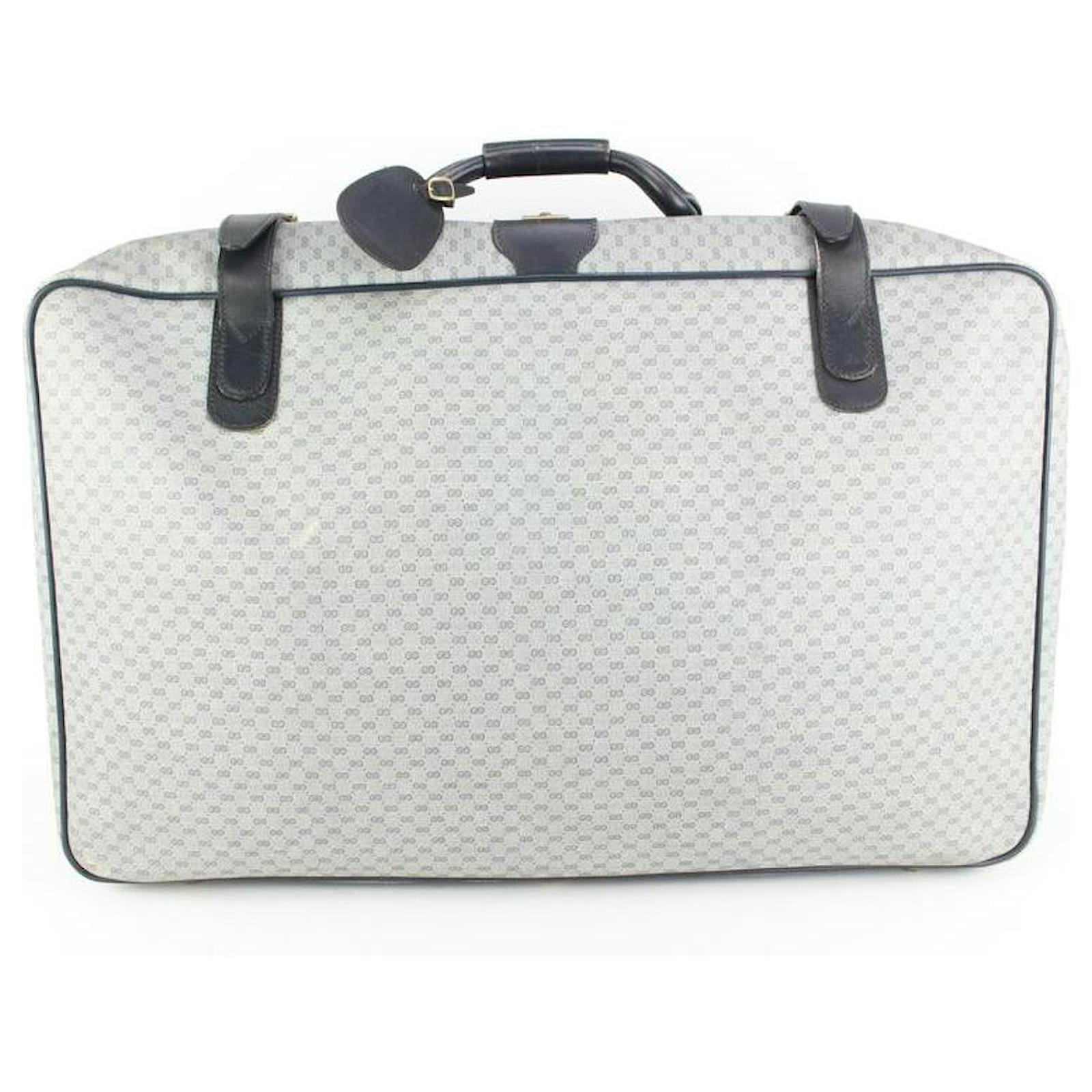 Gucci XL Navy Micro GG Suitcase Luggage Leather ref.677153 - Joli Closet