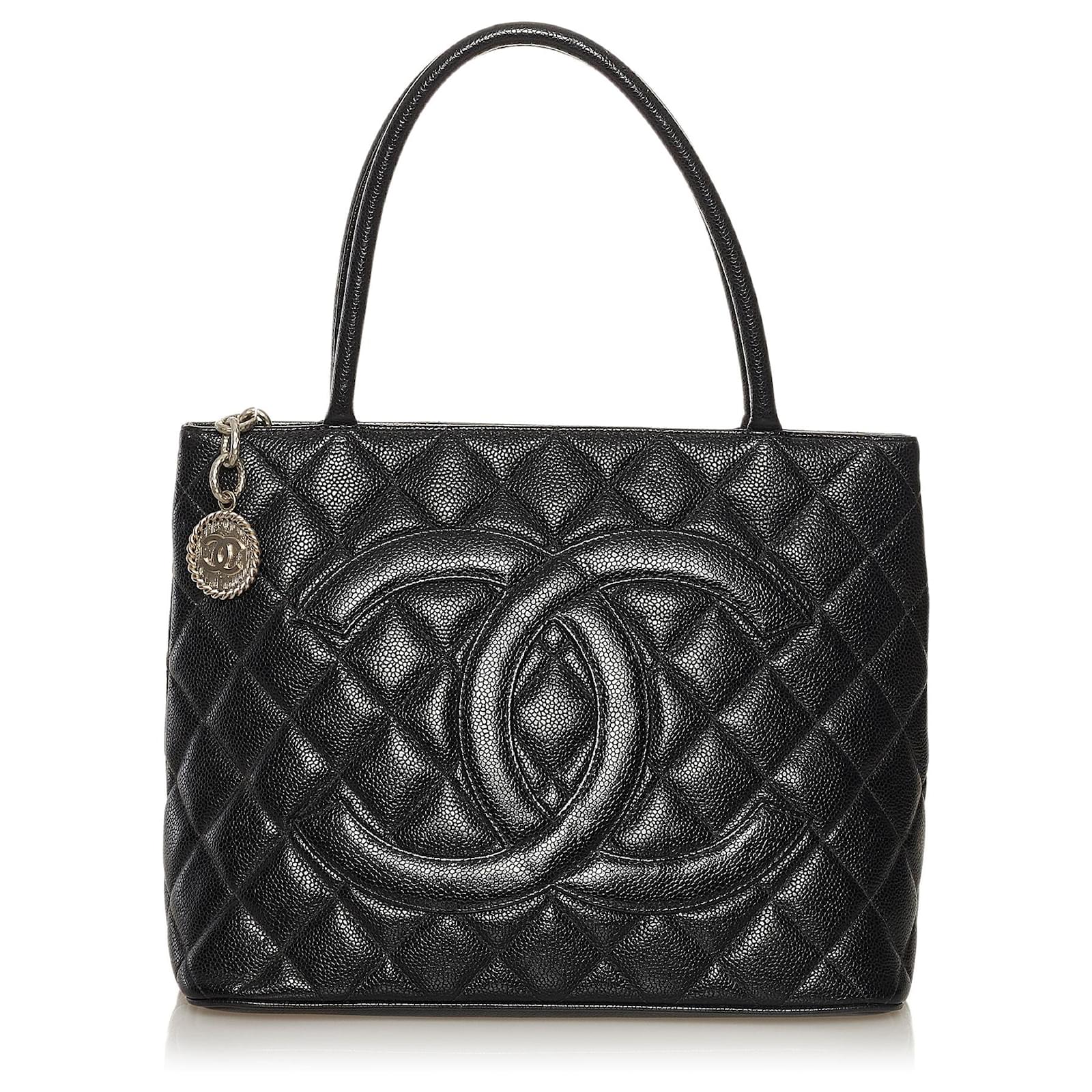 Sac cabas Chanel Médaillon Caviar noir Cuir ref.677200 - Joli Closet