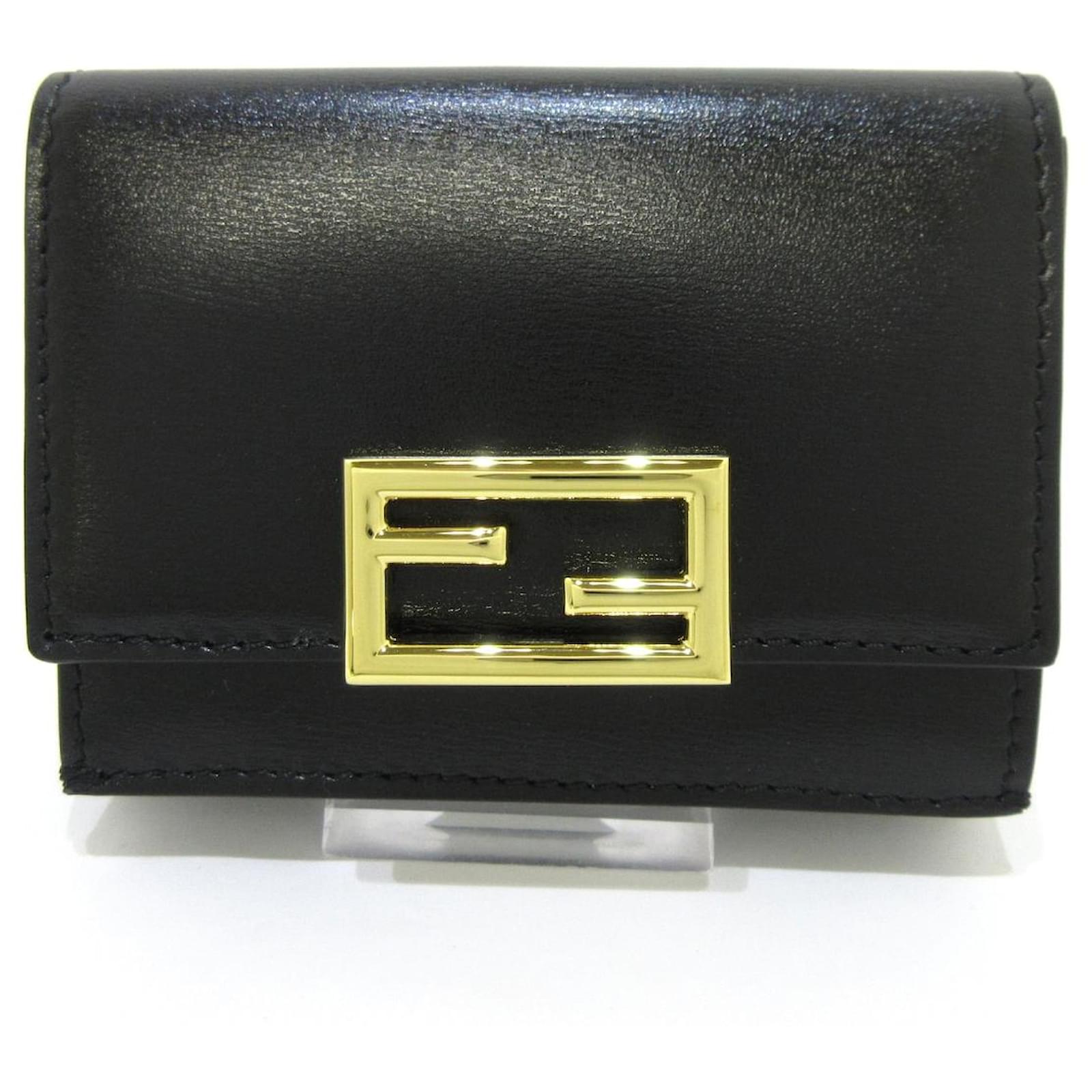 Fendi Micro Trifold Wallet Black Leather ref.678247 - Joli Closet