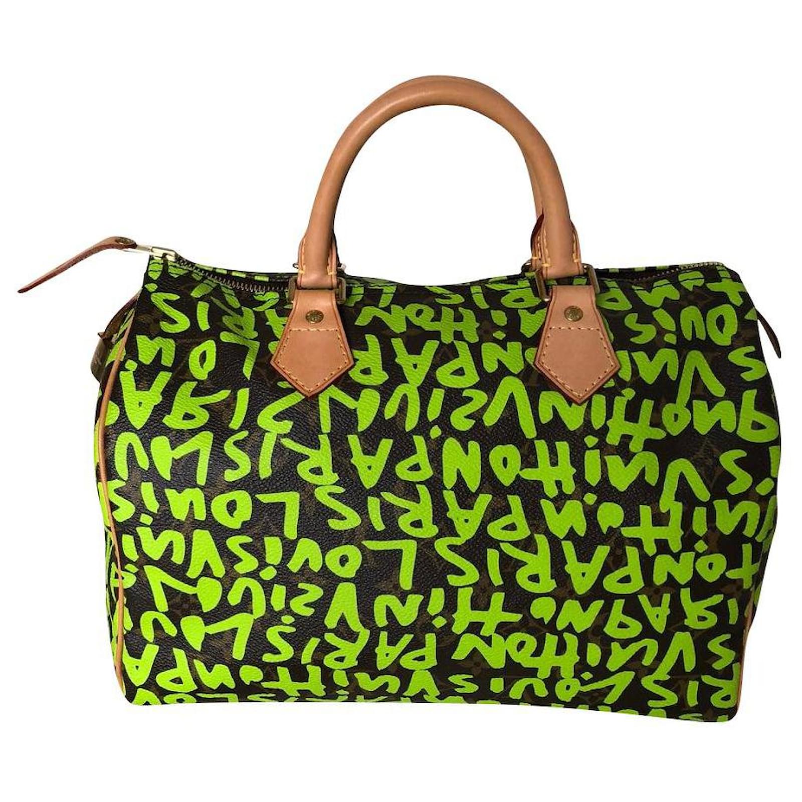 Speedy Louis Vuitton GRAFFITI STEPHEN SPROUSE Toile Vert clair ref ...