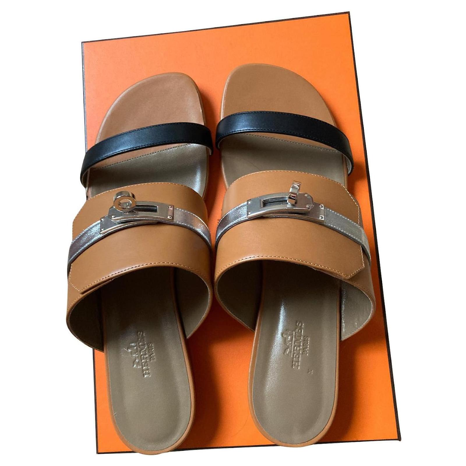 Hermès Sandals Caramel Leather ref.684184 - Joli Closet