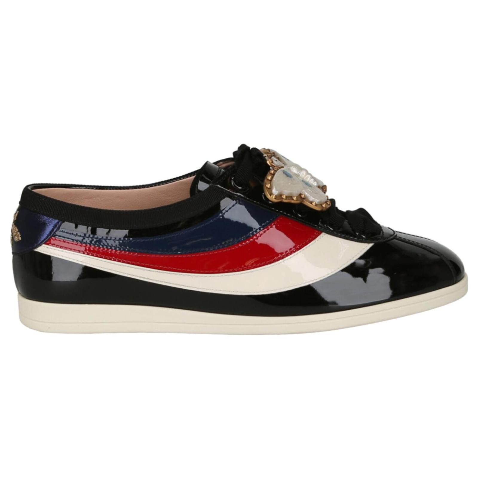 Baskets en cuir verni Gucci Falacer Noir ref.684204 - Joli Closet