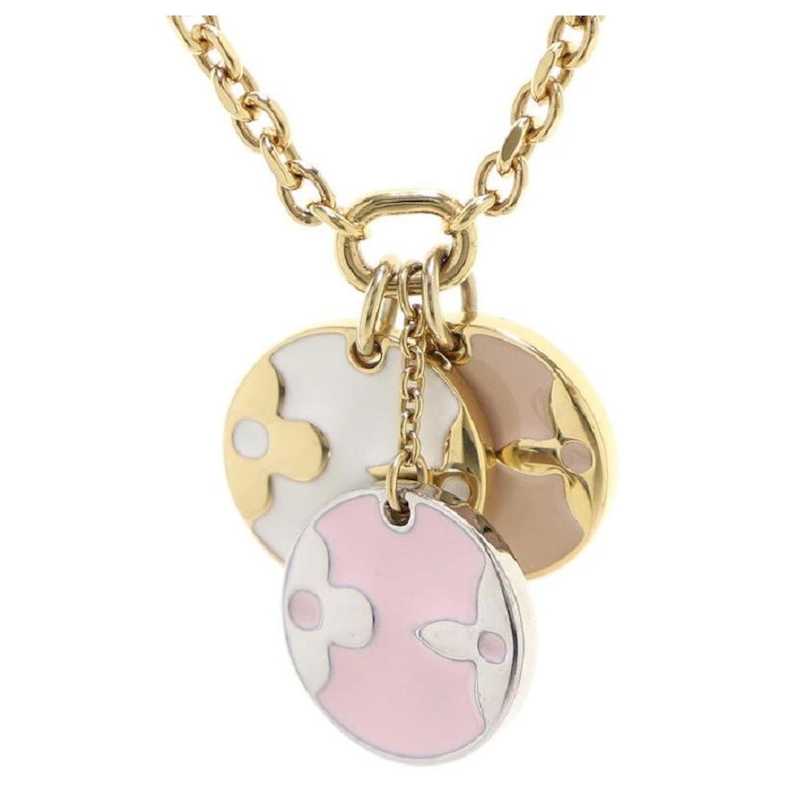 Collier Louis Vuitton Collier Miss LV Métal Rose Blanc Bijouterie dorée ...