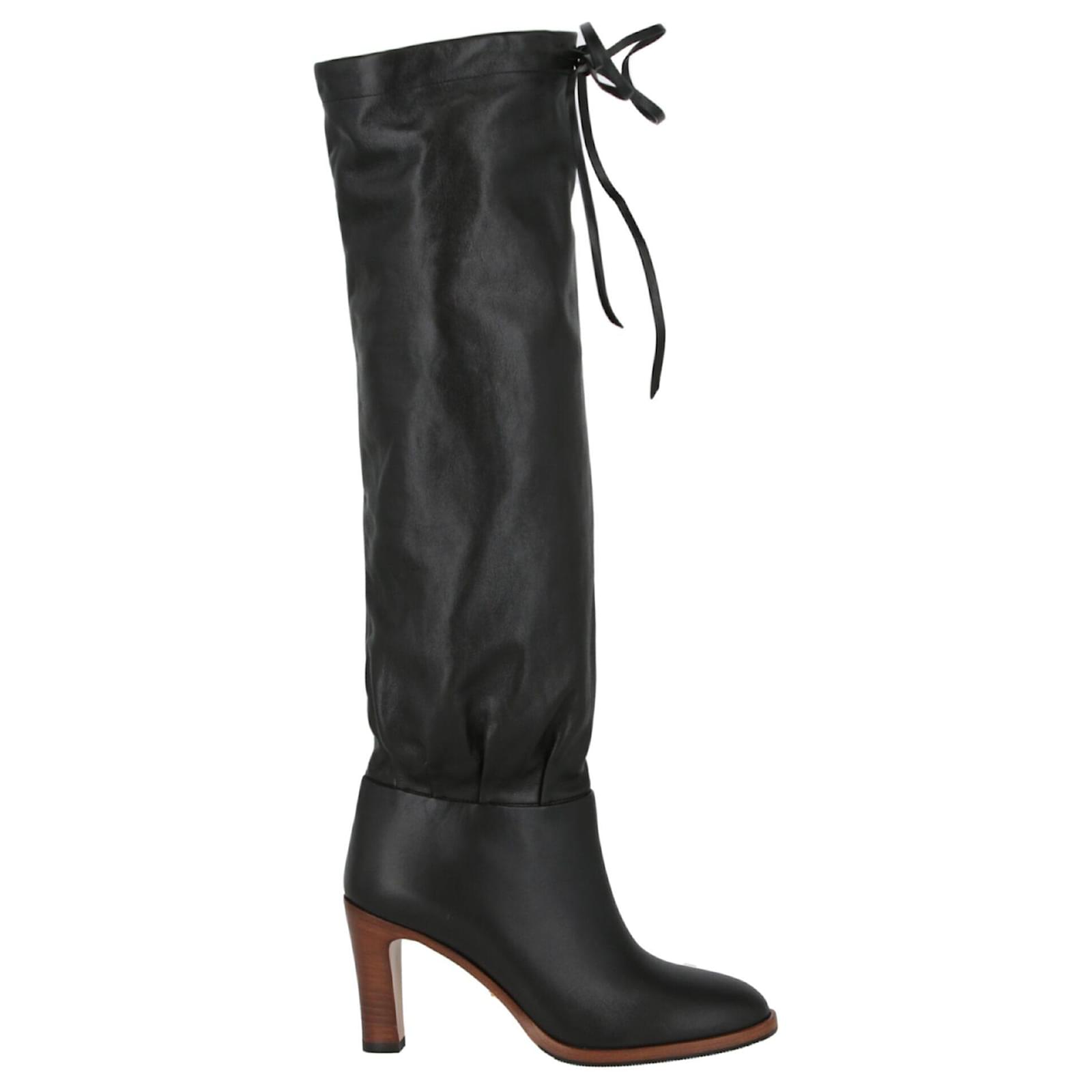 Gucci Leather Mid-Heel Boot Black ref.685289 - Joli Closet