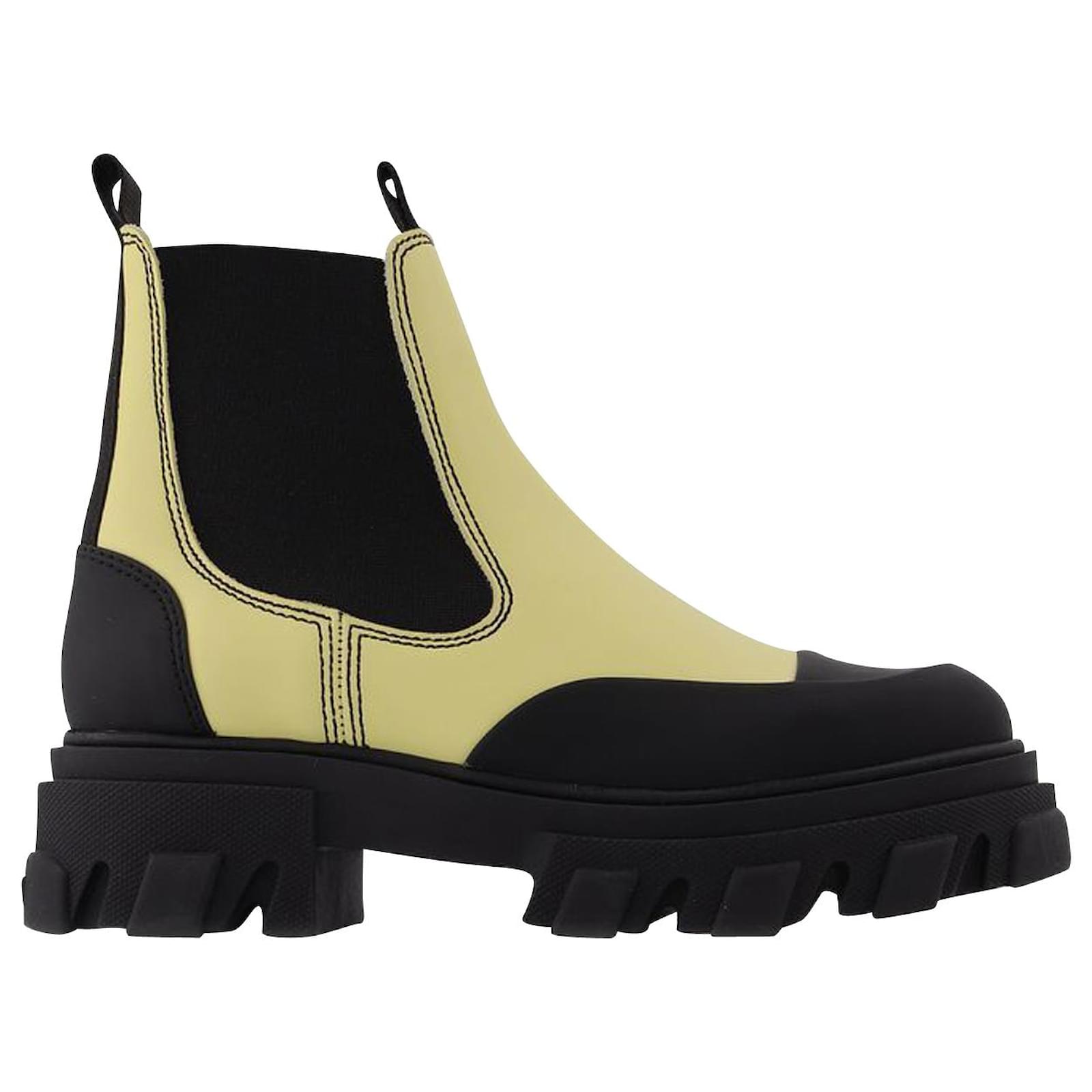 Ganni Yellow Leather Cleated Boots ref.686508 - Joli Closet