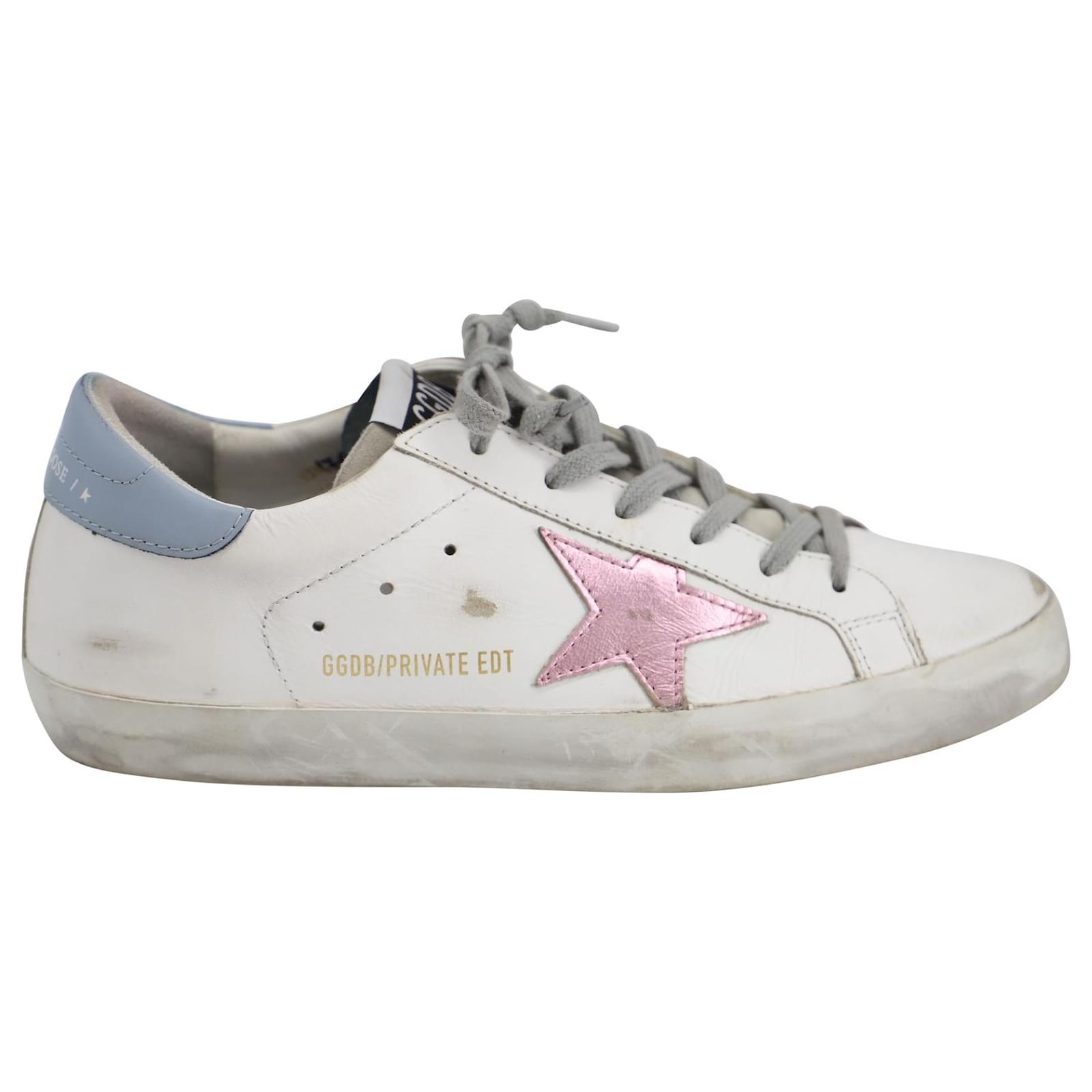 Golden Goose Baskets Basses Super Star en Cuir Blanc ref.687168 - Joli ...