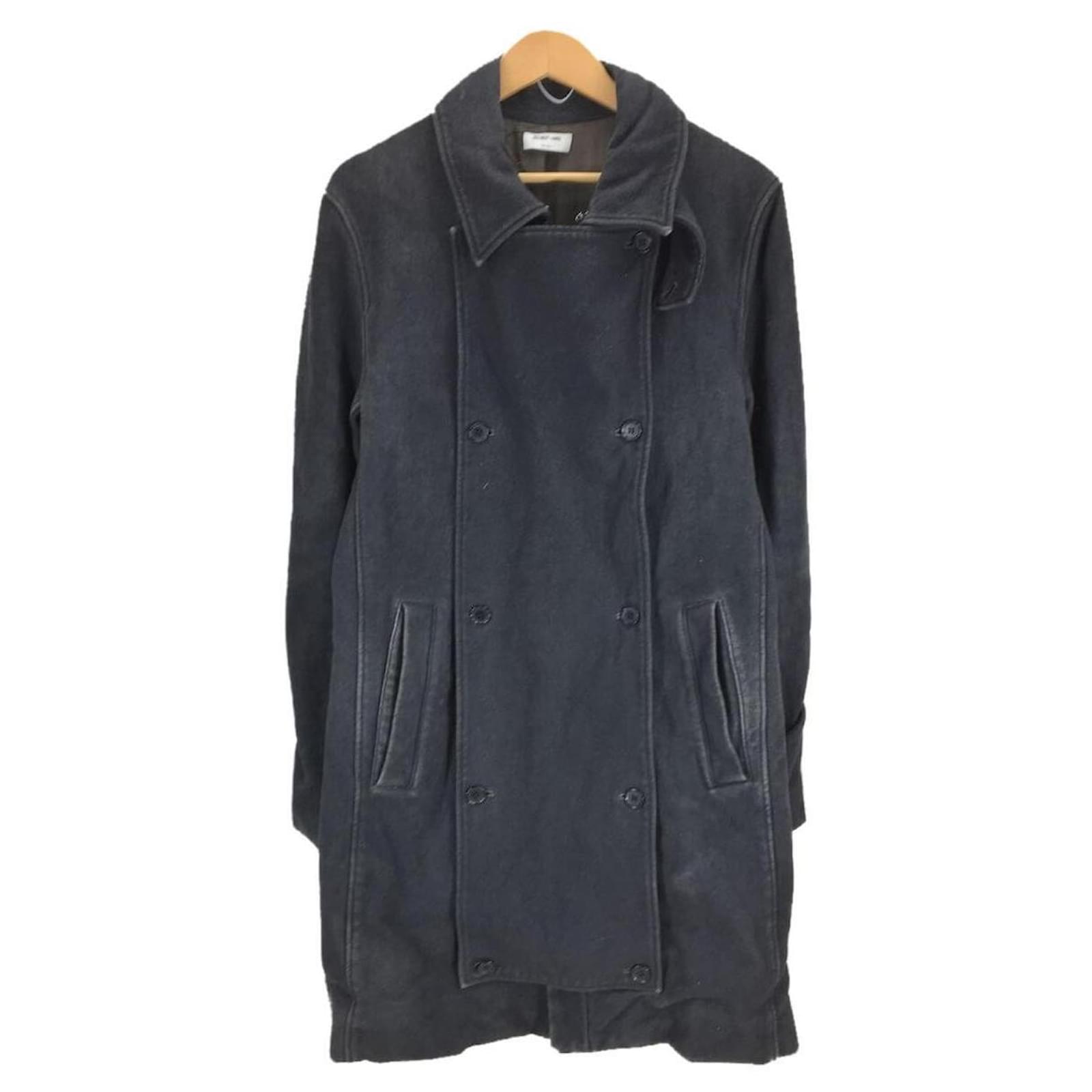 **Helmut Lang 2000s/zip design/stainless collar coat/M/wool/GRY/plain ...