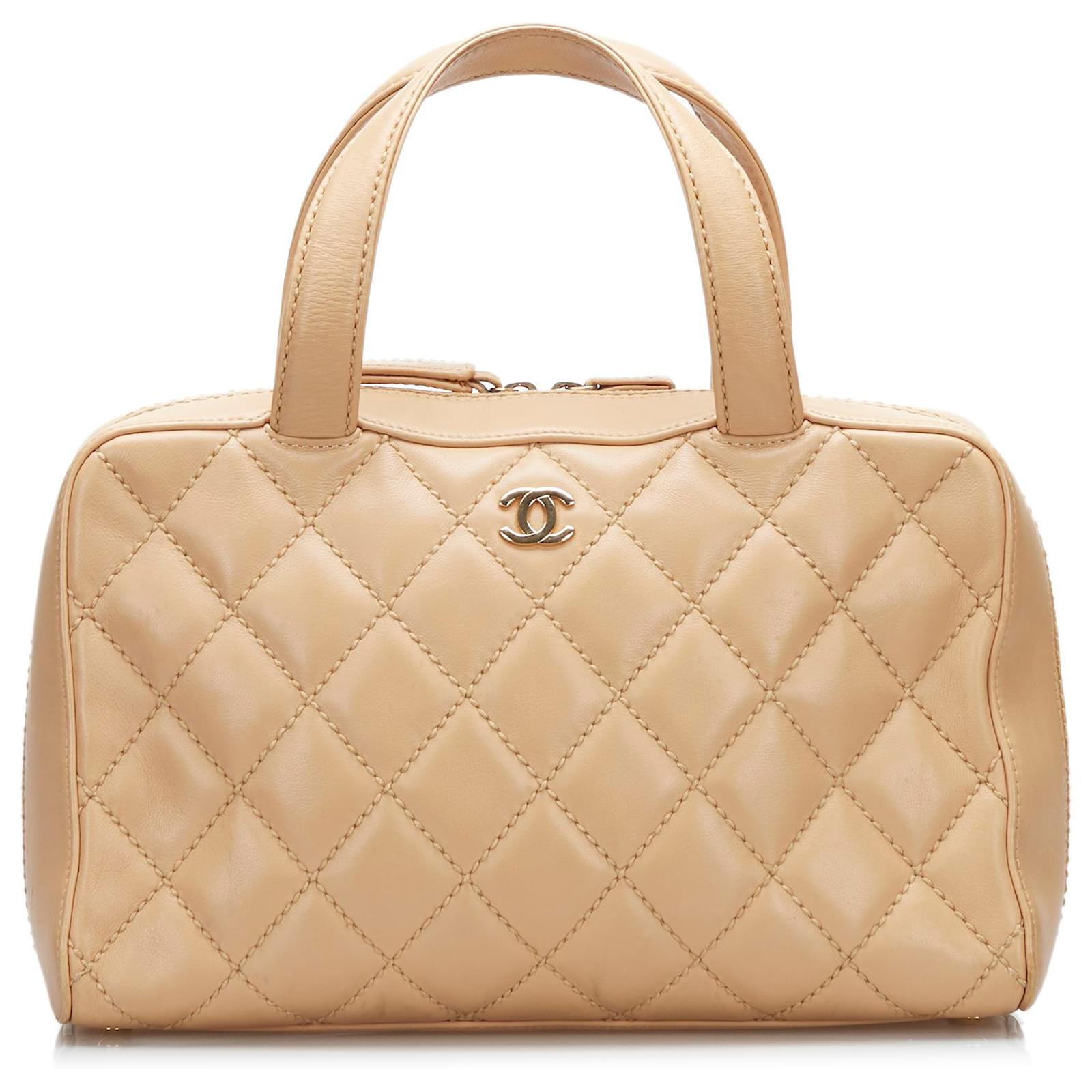 Sac surpique matelassé marron Chanel Cuir Beige ref.688042 - Joli Closet