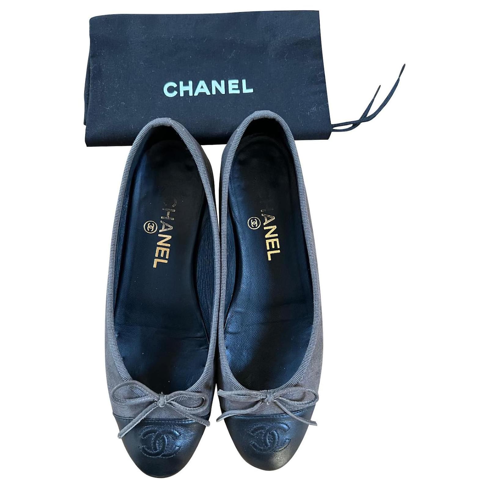 Cambon sapatilhas de balé clássicas Chanel n.37 Marrom Nubuck ref ...