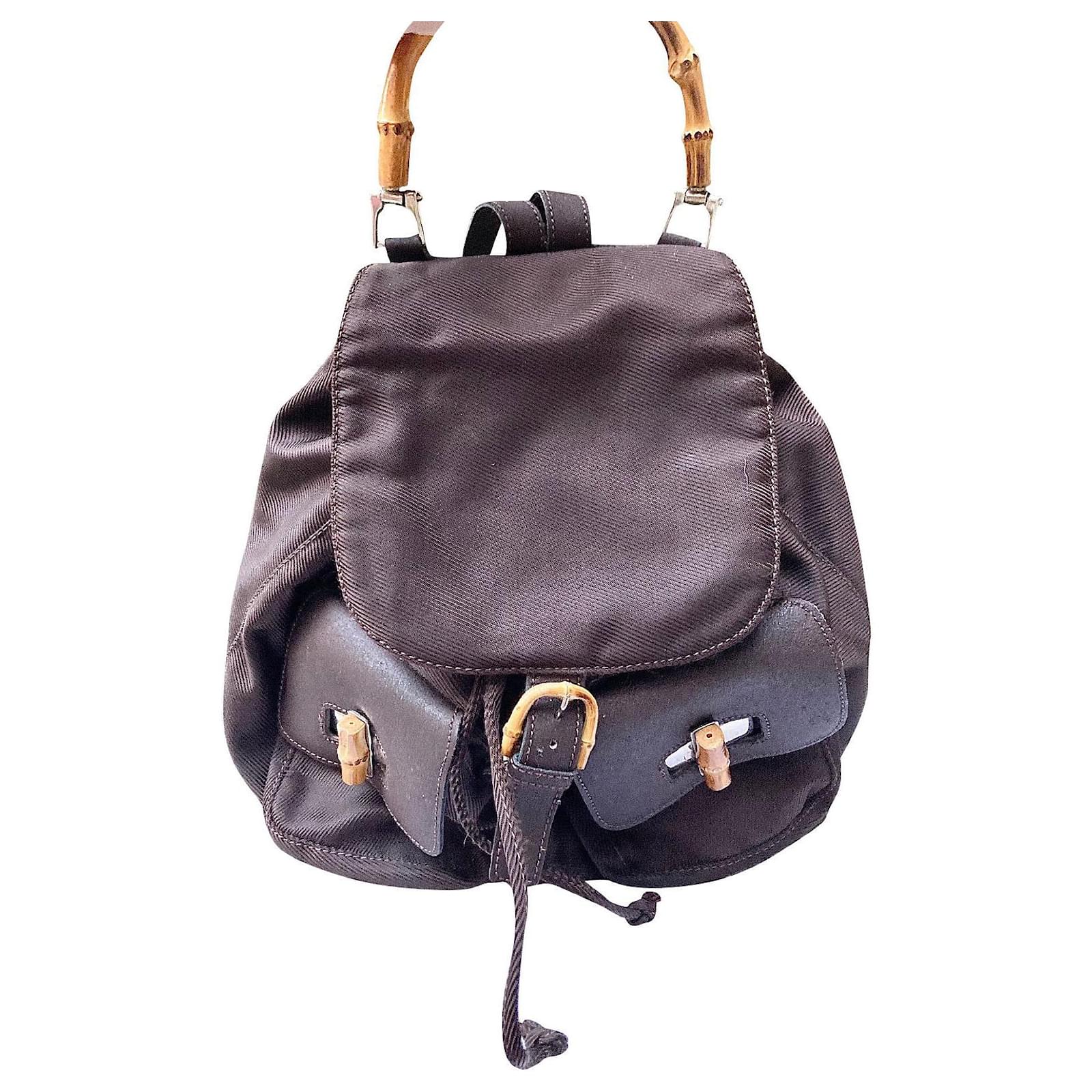 Gucci Bambusrucksack großes Vintage-Modell Braun Hellbraun Leder ...