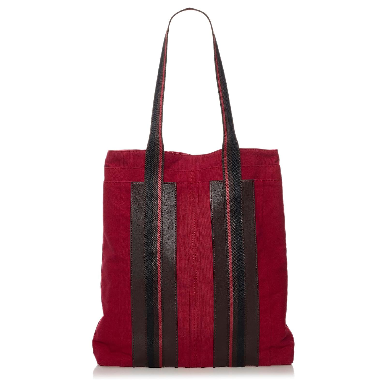 Hermès Hermes Red Sac Troca Vertical GM Brown Leather Cloth Pony-style ...