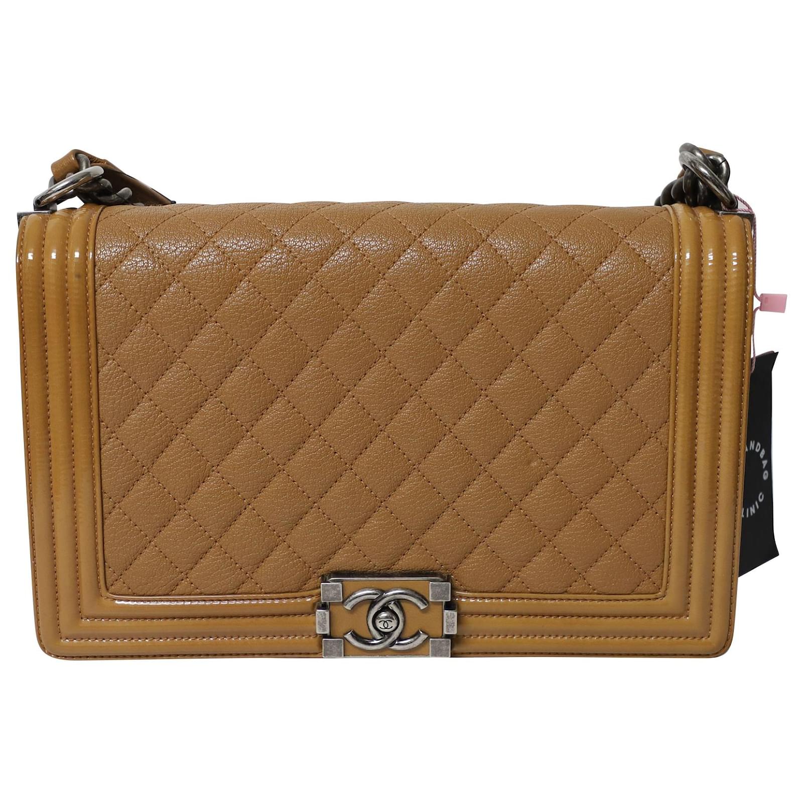 Chanel Boy Quilted Crossbody Bag in Caramel Tan Leather Brown Beige ref ...